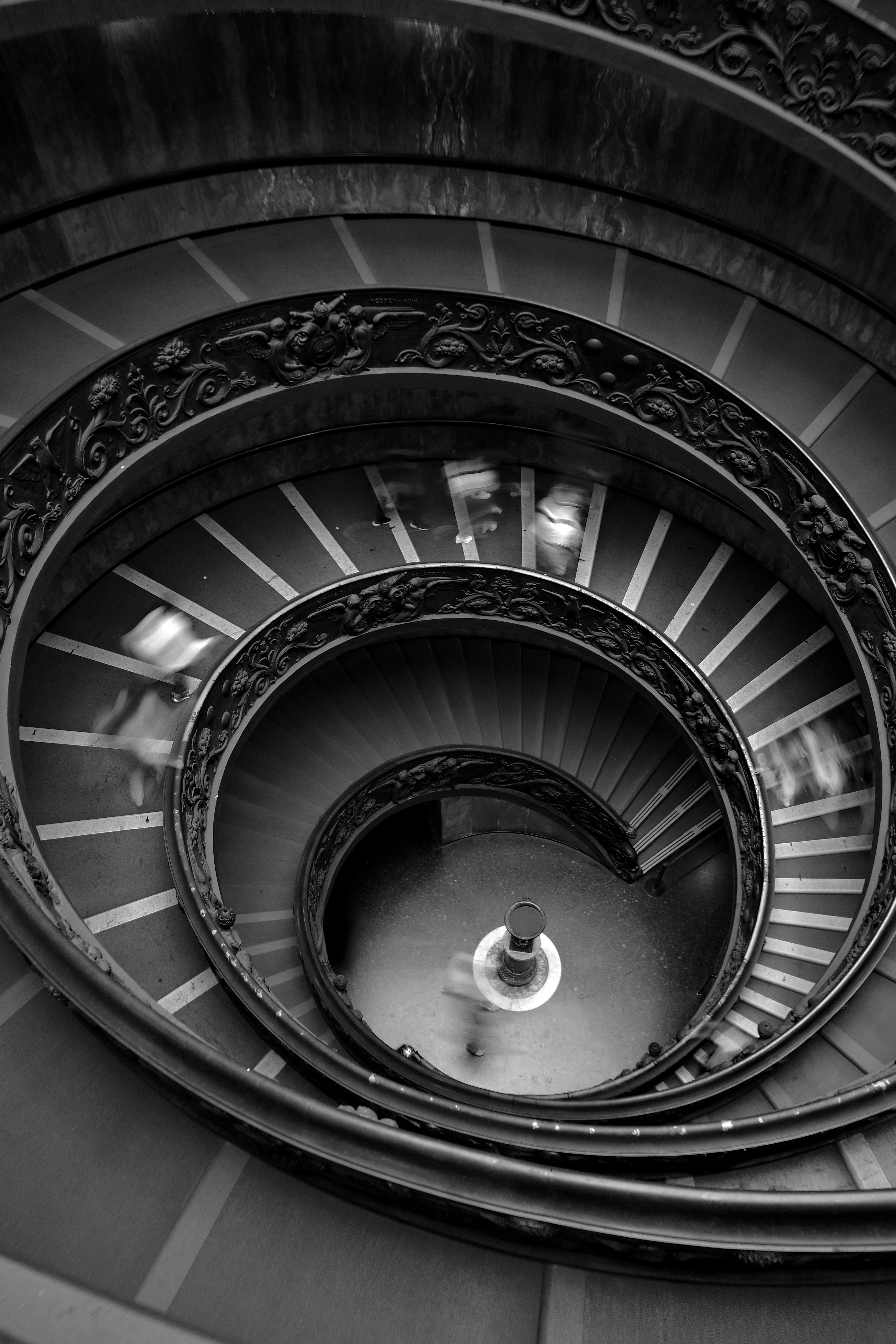Spiral Descent: A Monochrome Meander Through Architecture