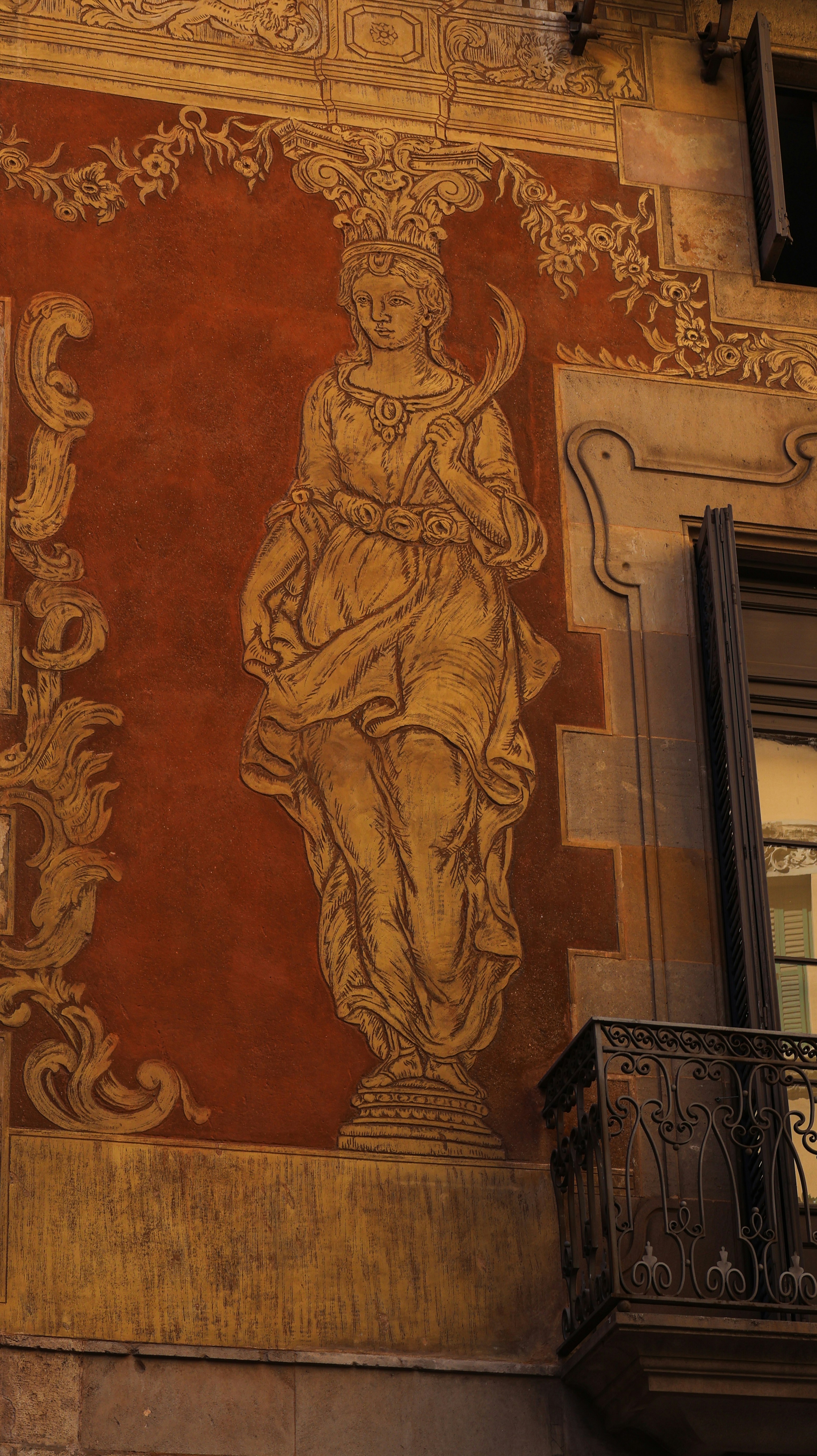Stone Angel on a Golden Wall