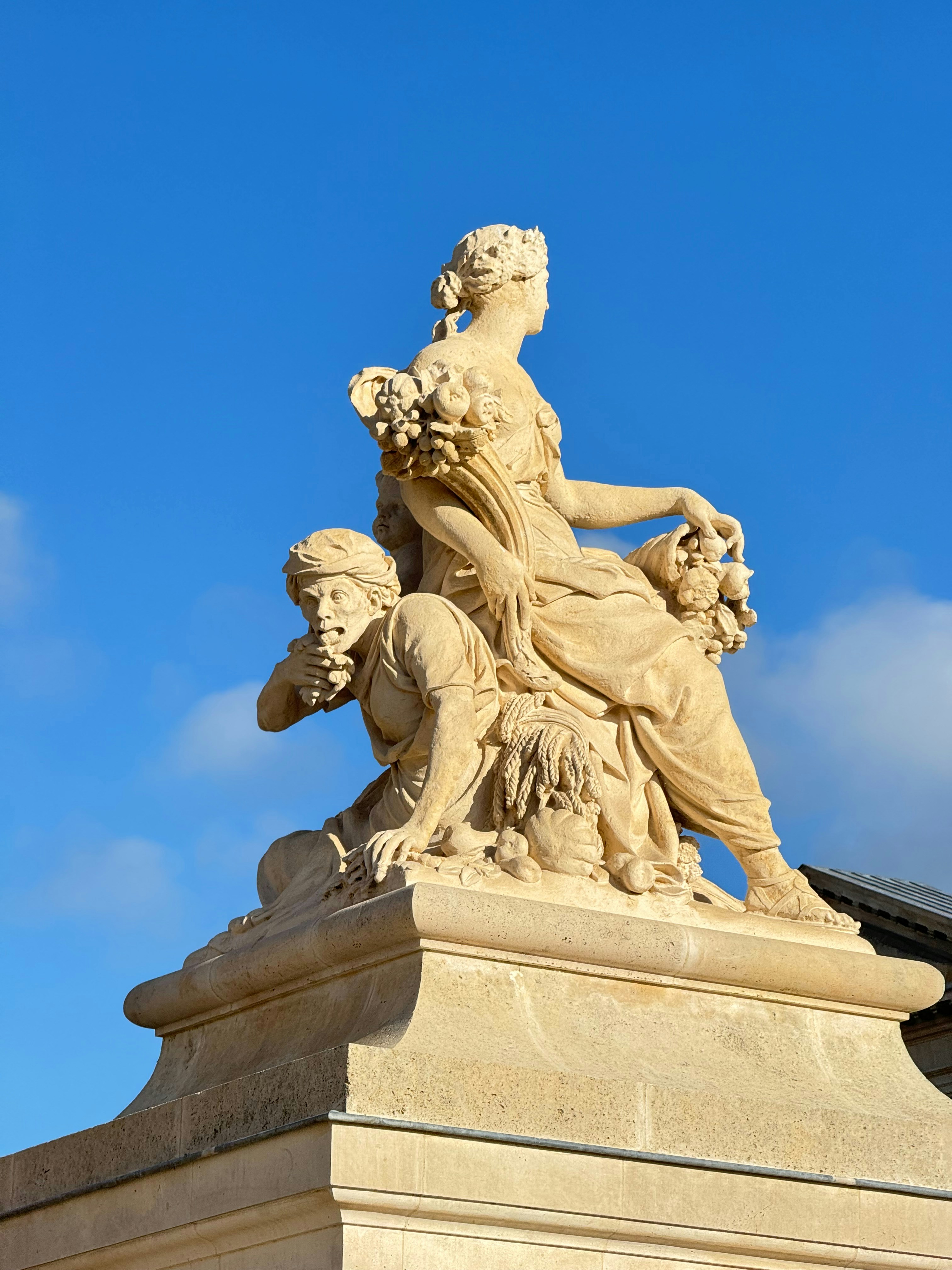 Stone Allegory: A Classical Duo Guarded by Sky