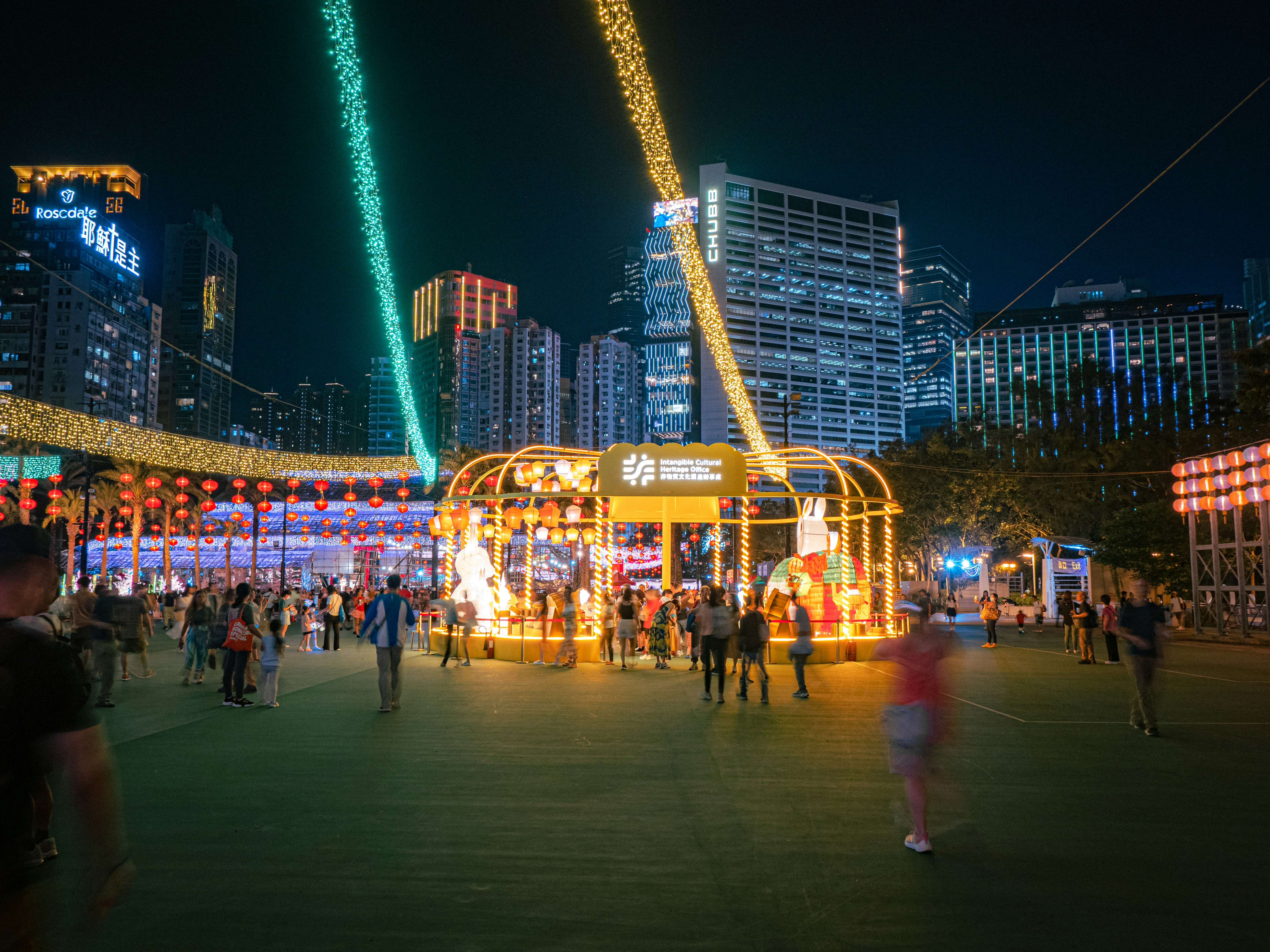  Neon Night Carousel: City Lights and Lanterns Under the urban Arc