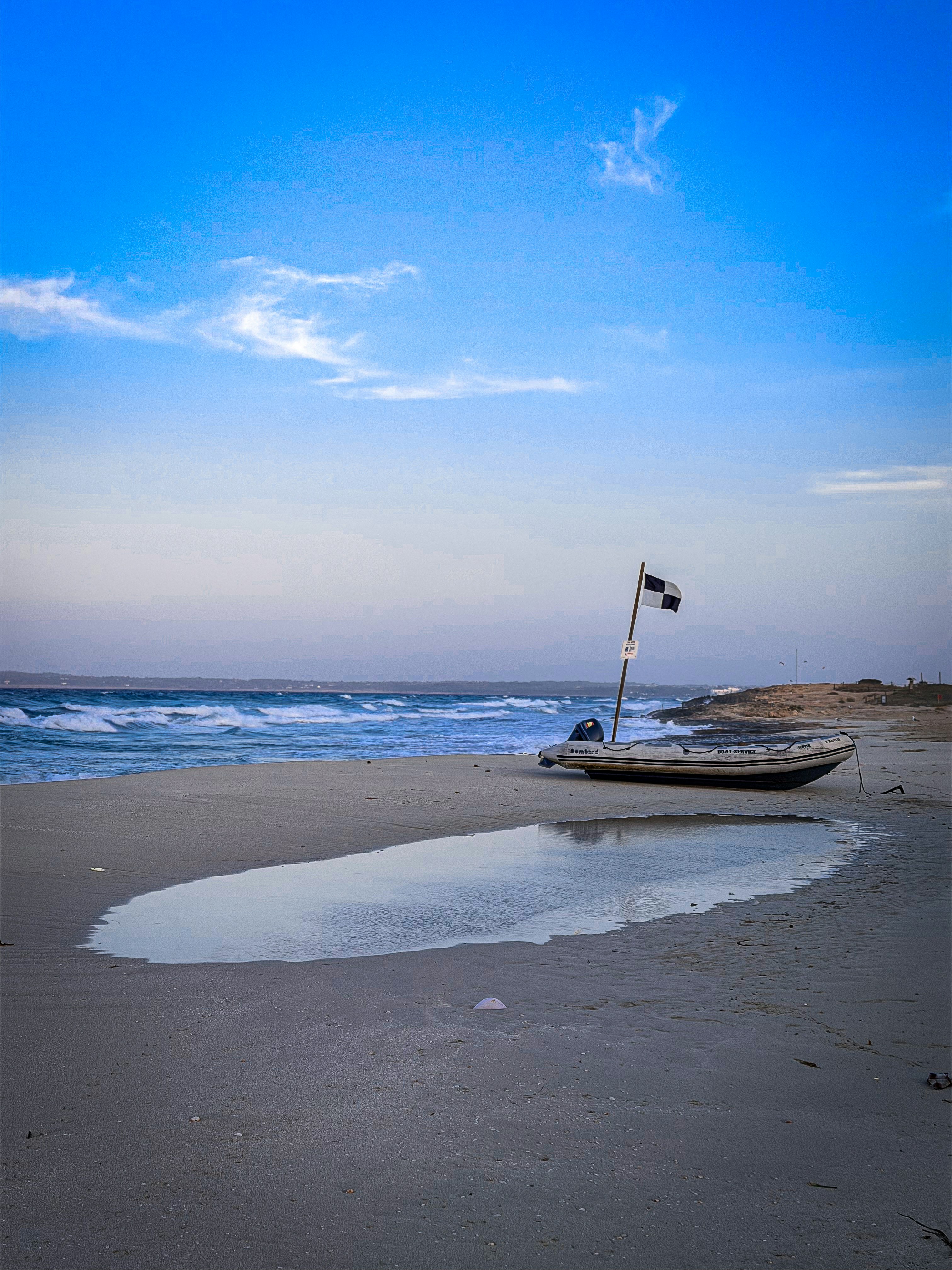 Boat Beached on a Serene Seaside at Dusk
