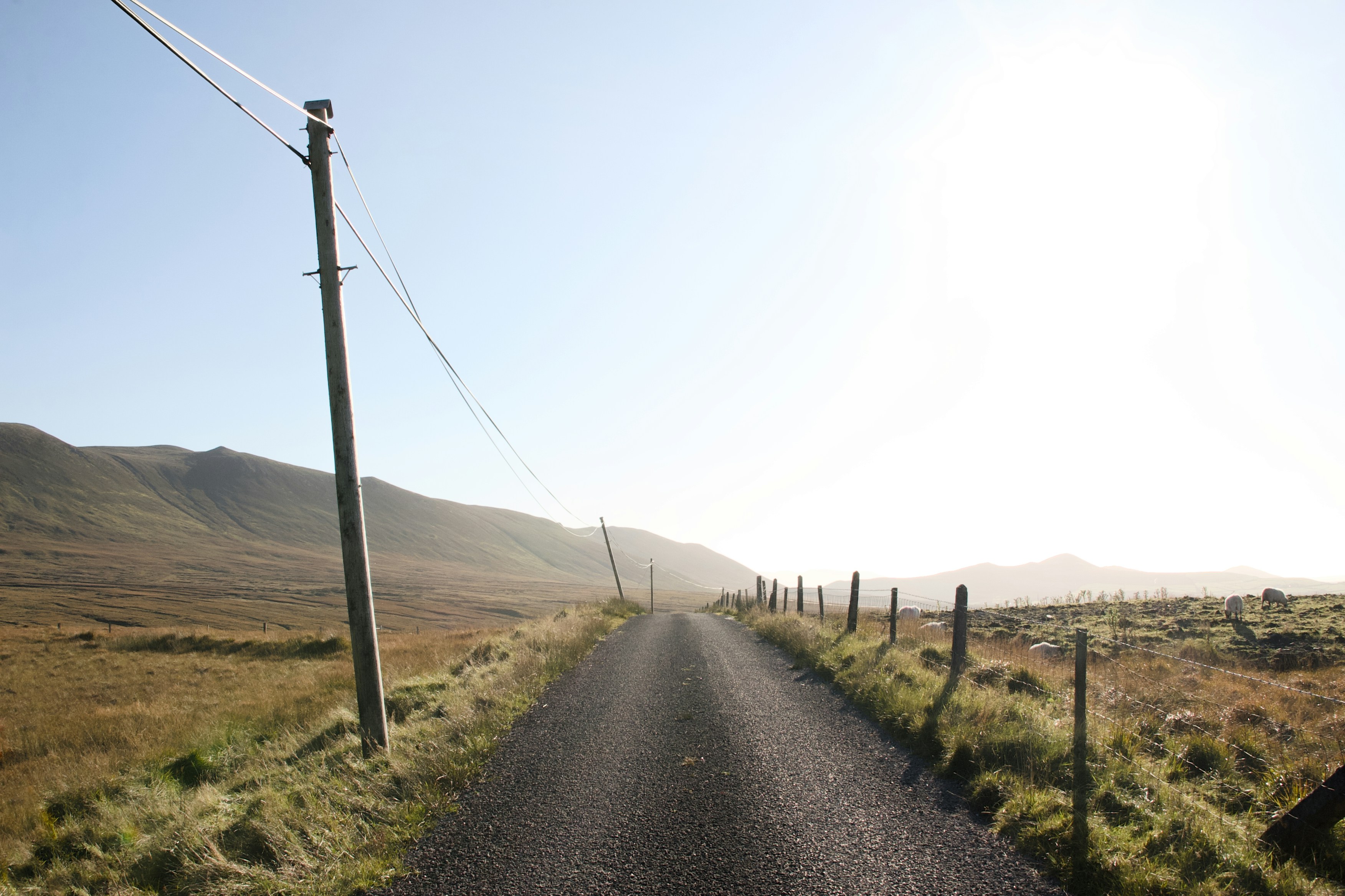 A Sunlit But Quiet Road to the Distant Hills