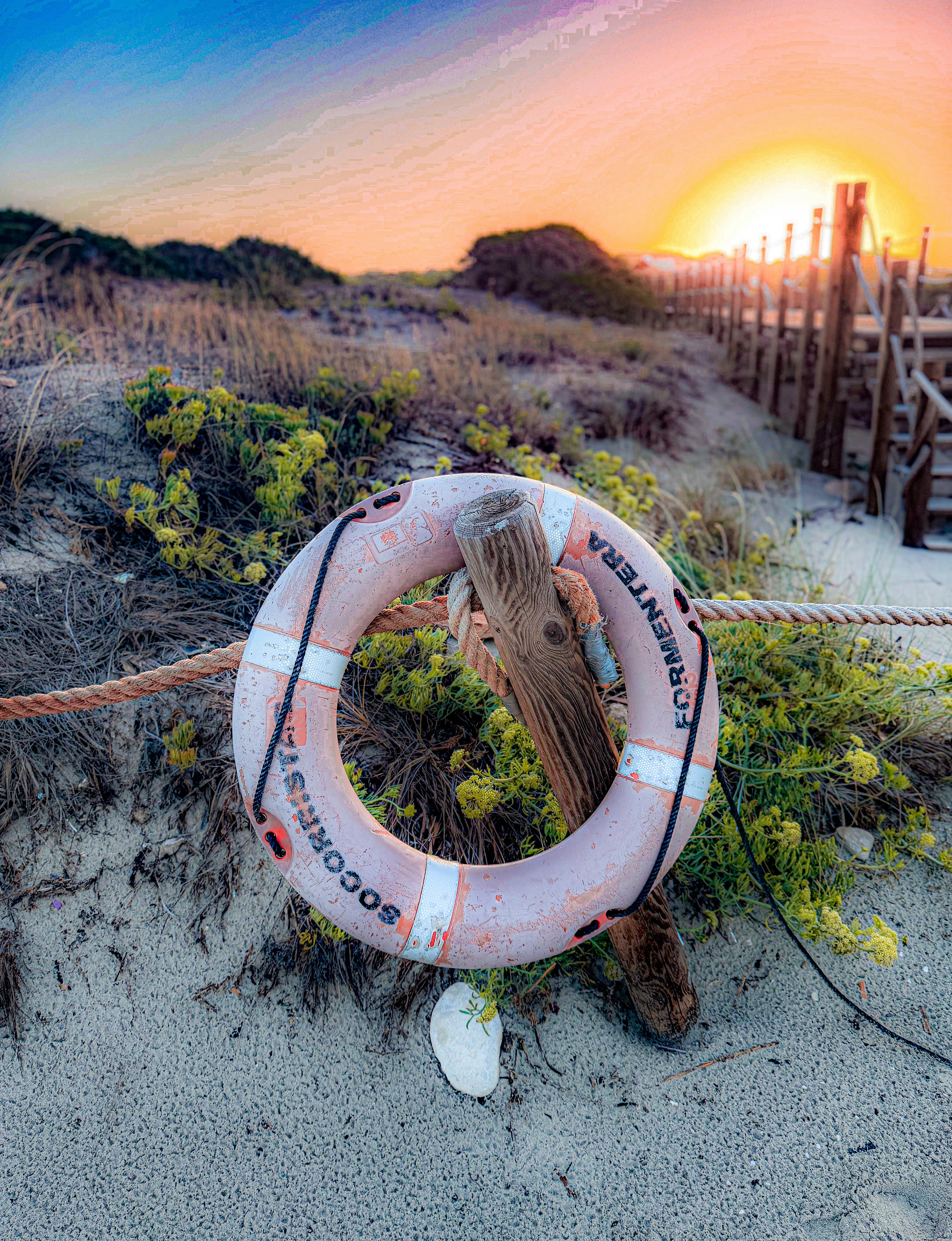 Hanging Lifebuoy at Sunset Beach