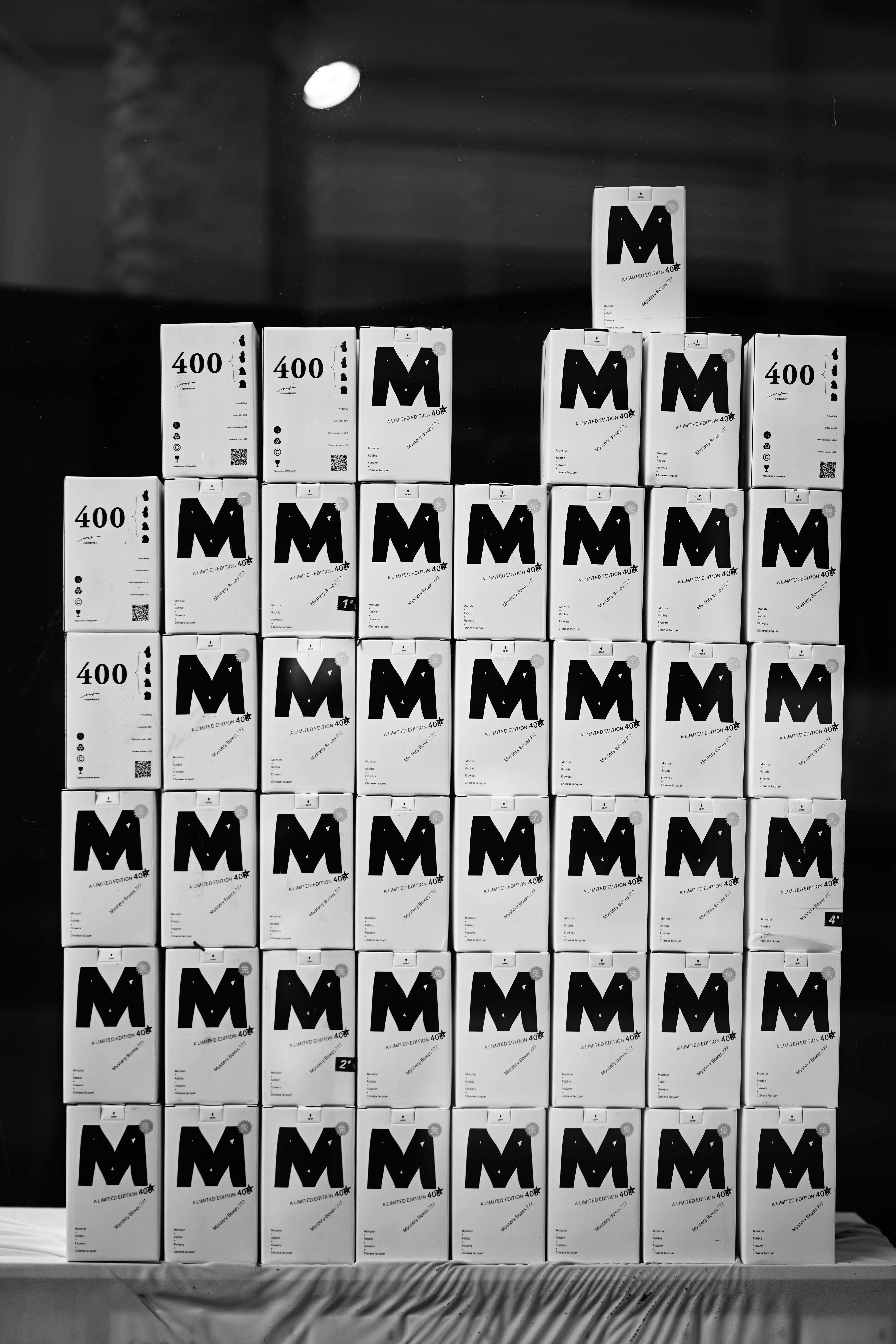 M-block Cathedral: A Monochrome Stack of Letters