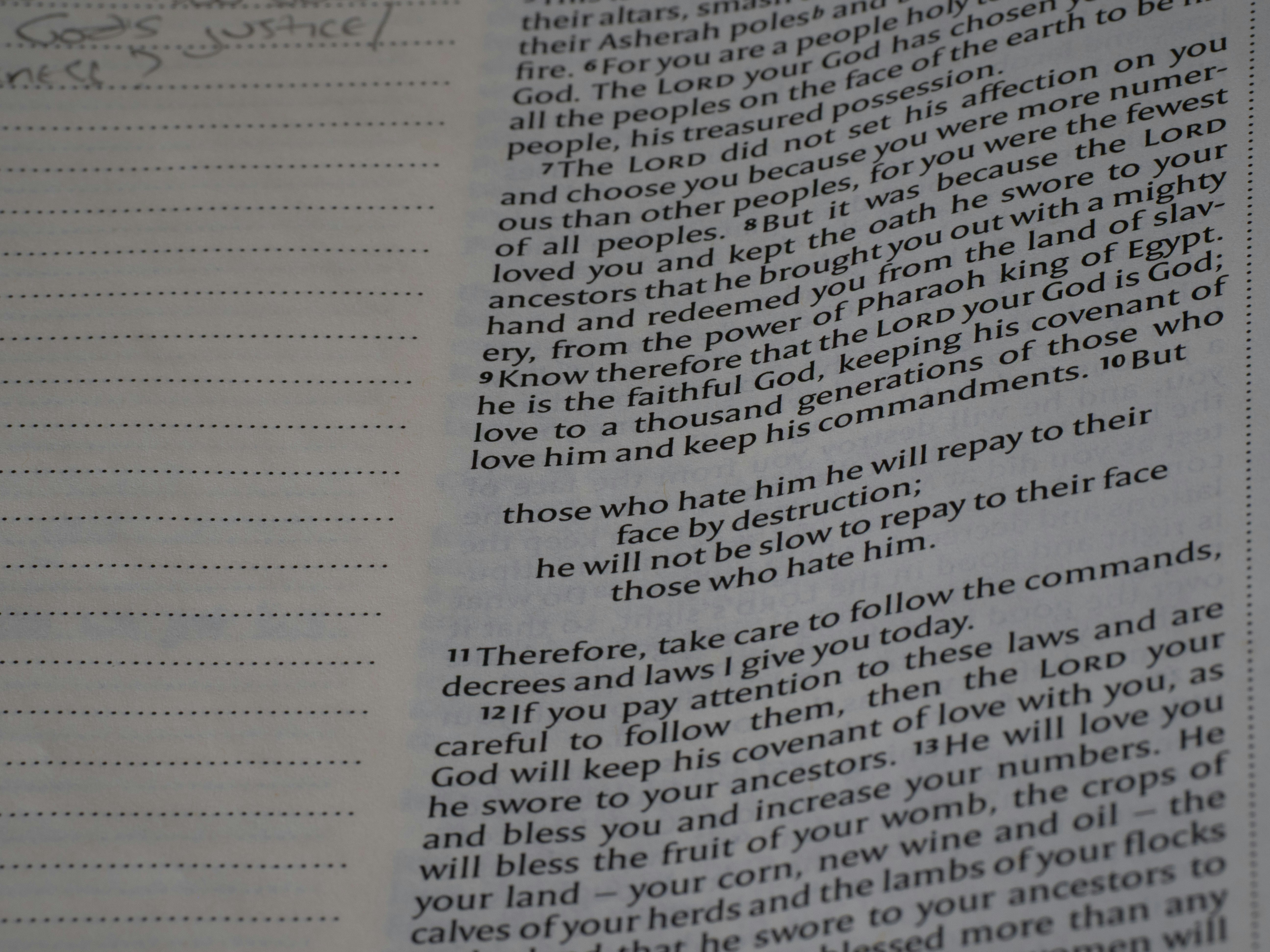 Dramatic Close-Up on Printed Bible Passages
