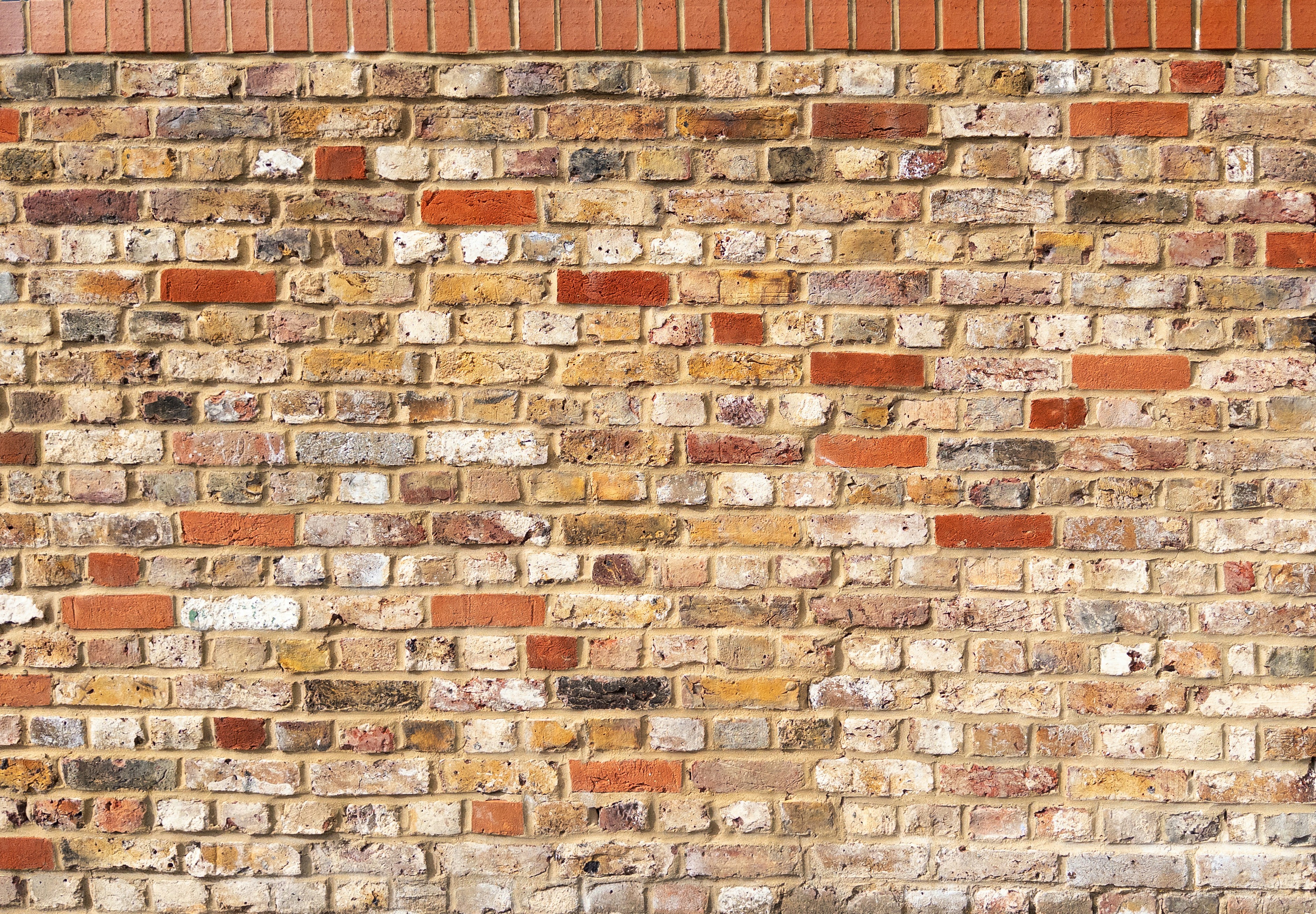Weathered bricks, quiet textures: a brick wall close-up