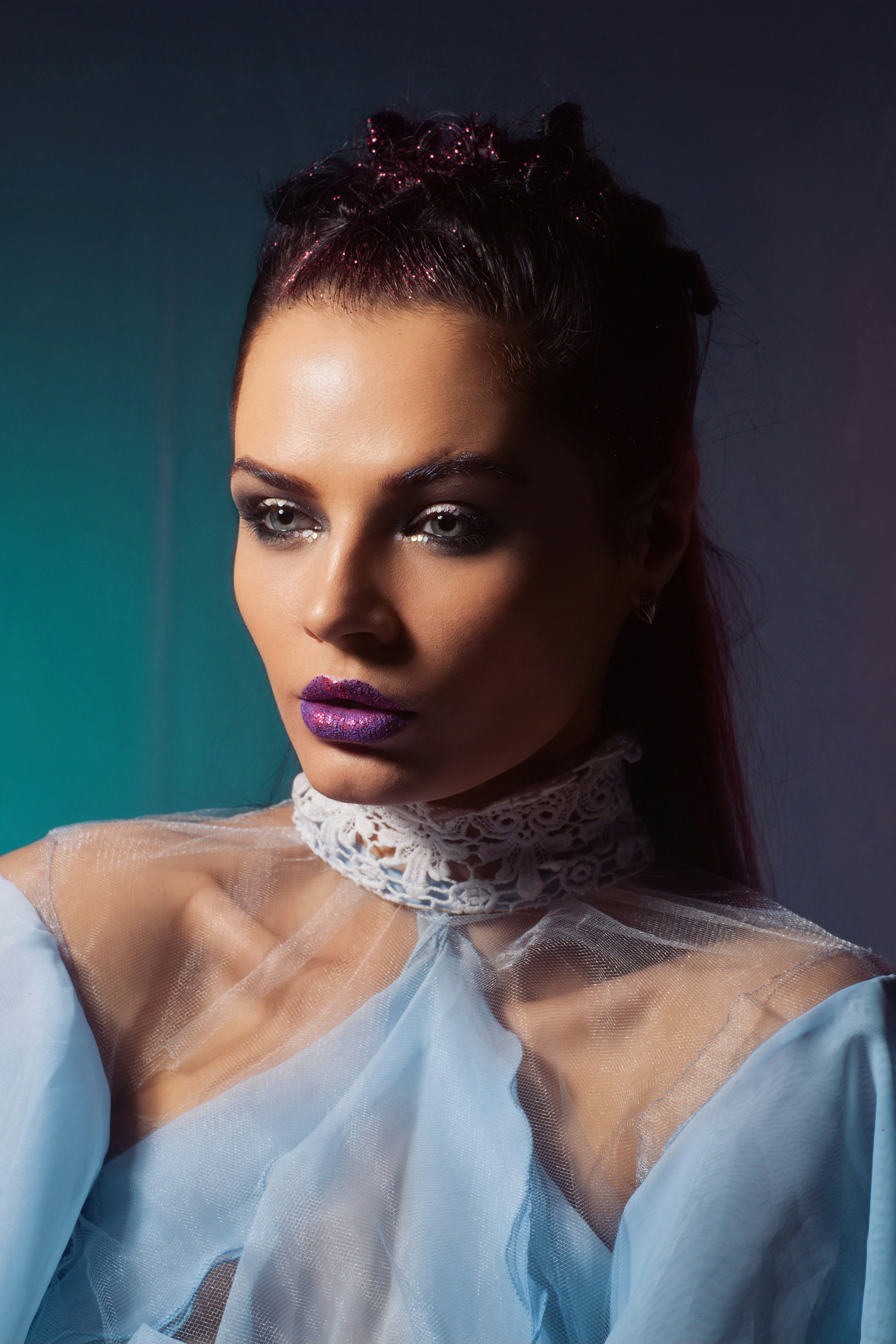 Velvet Gaze in Neon Light