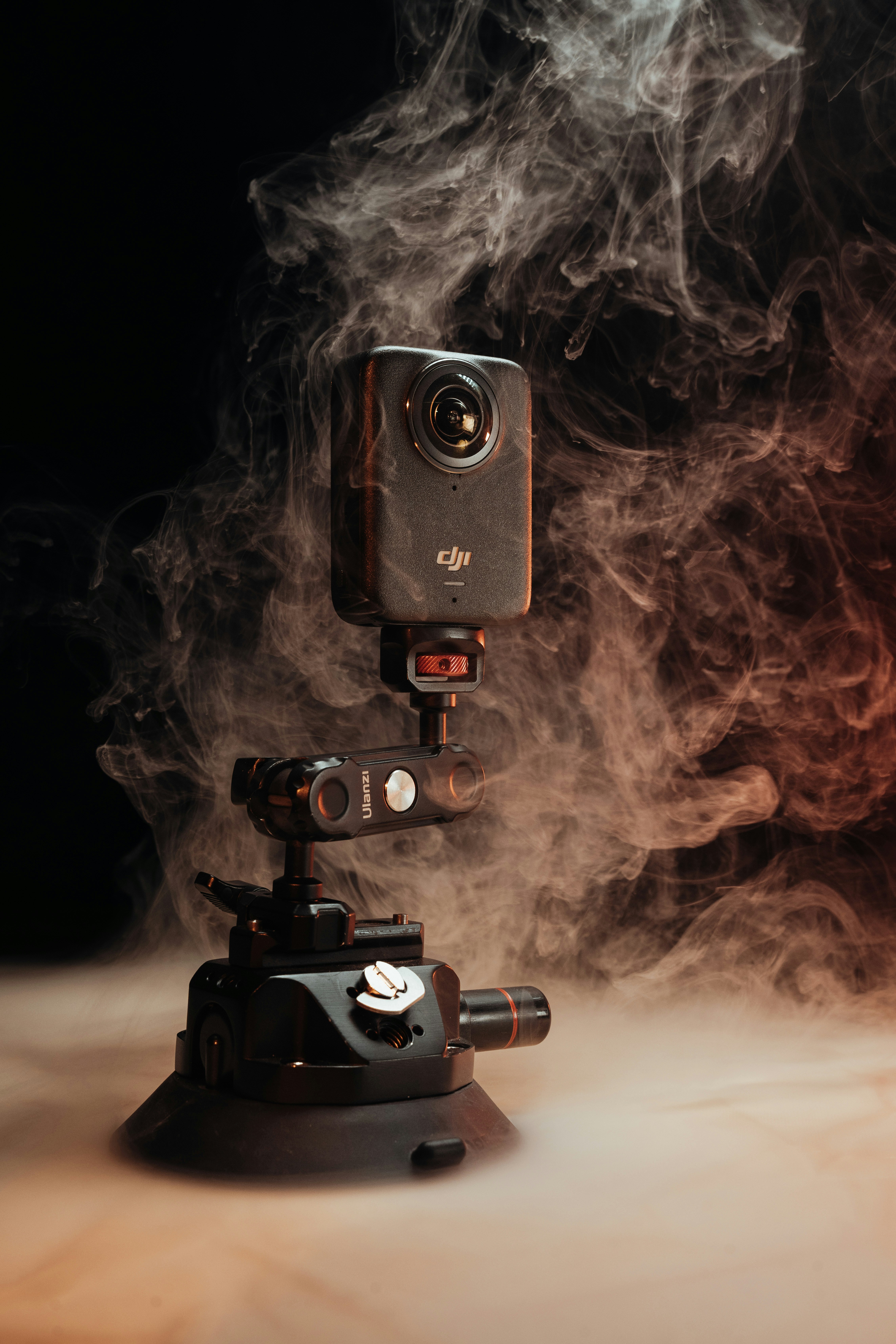 Low-Angle Rig: A DJI Studio Setup Emerging from Mist