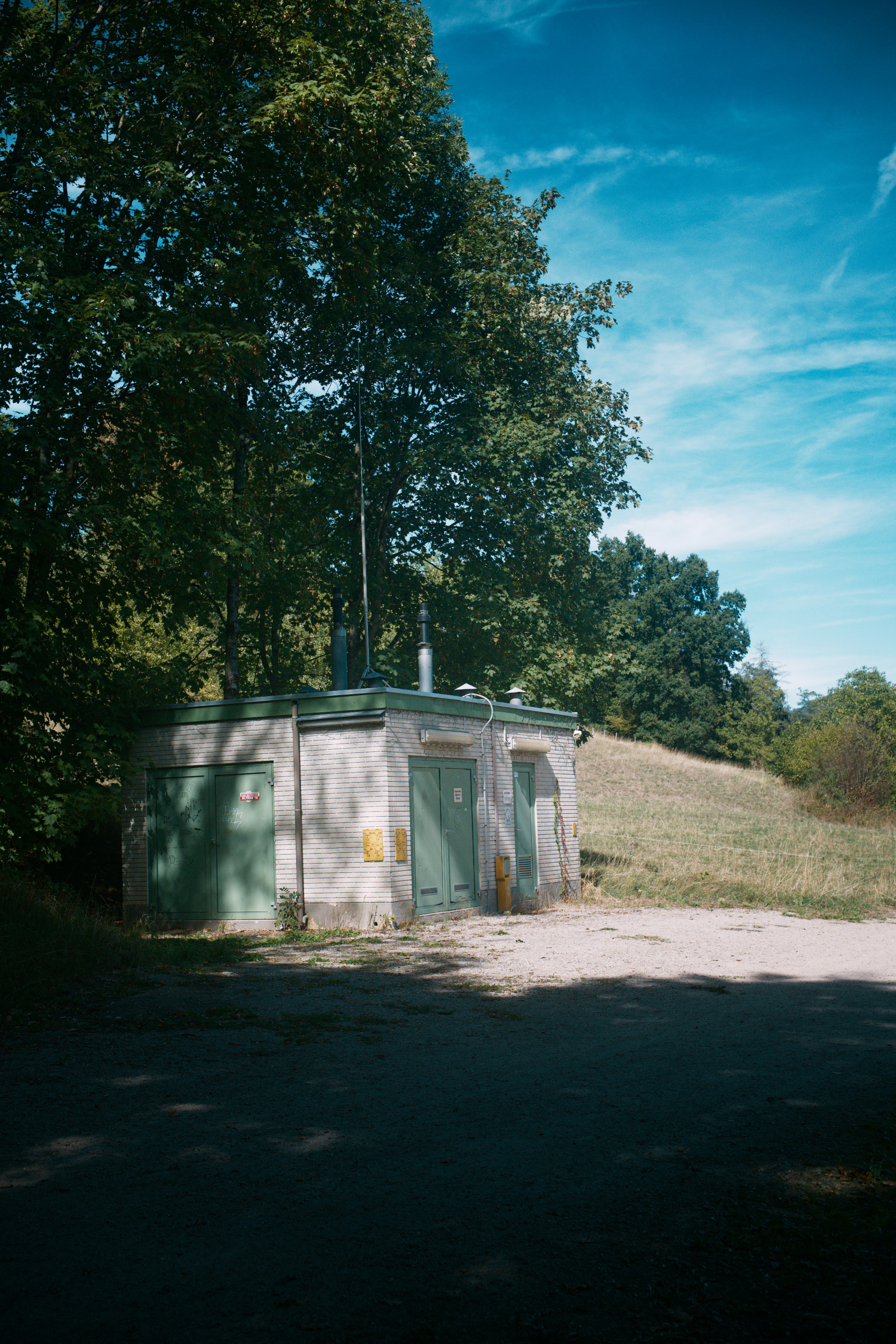 Green Utility Shed Under Blue Sky