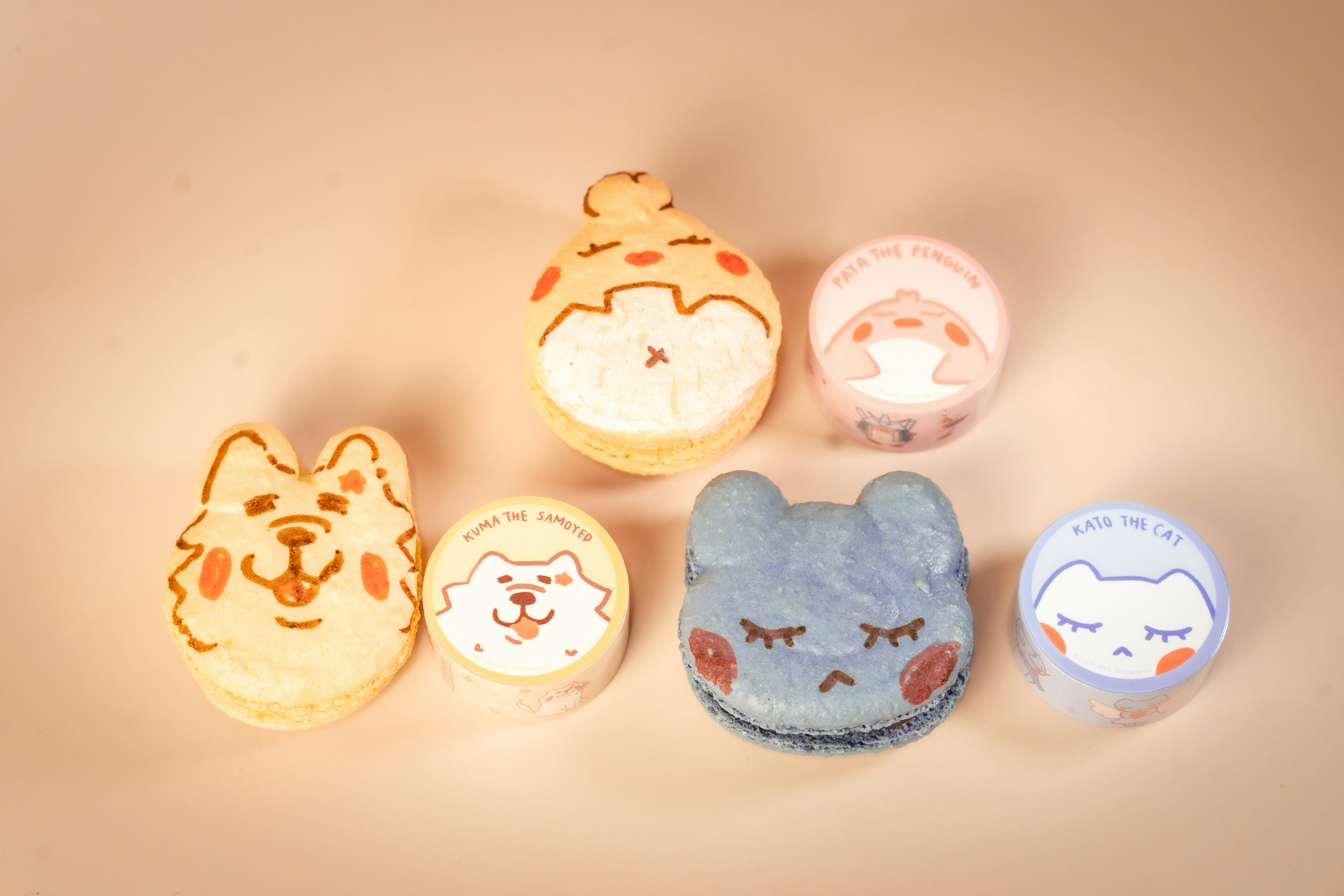 Sweet Puffs: Plush Macarons Arranged in Gentle Light