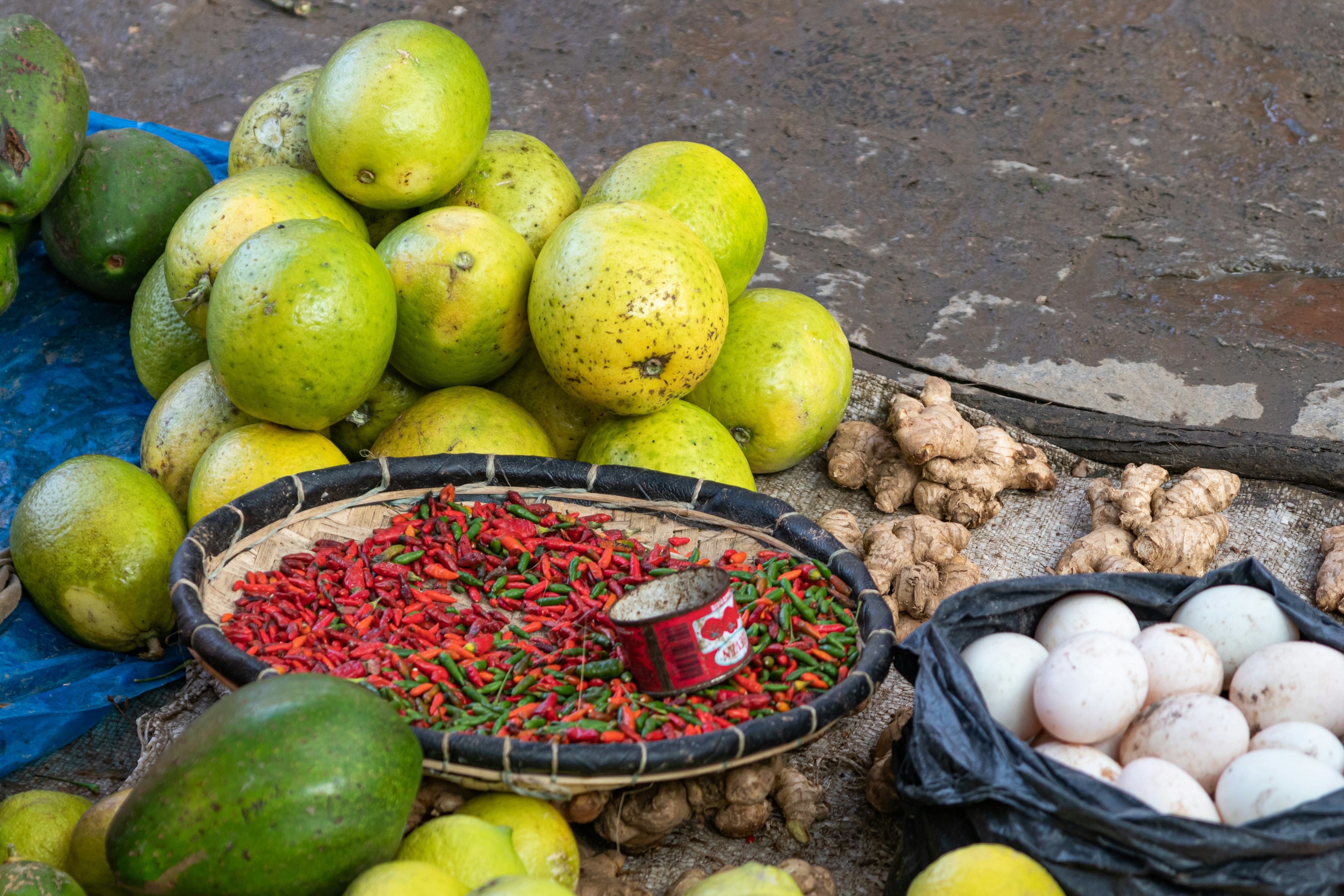 Customs Basket of Hot Pepper and Fresh Produce