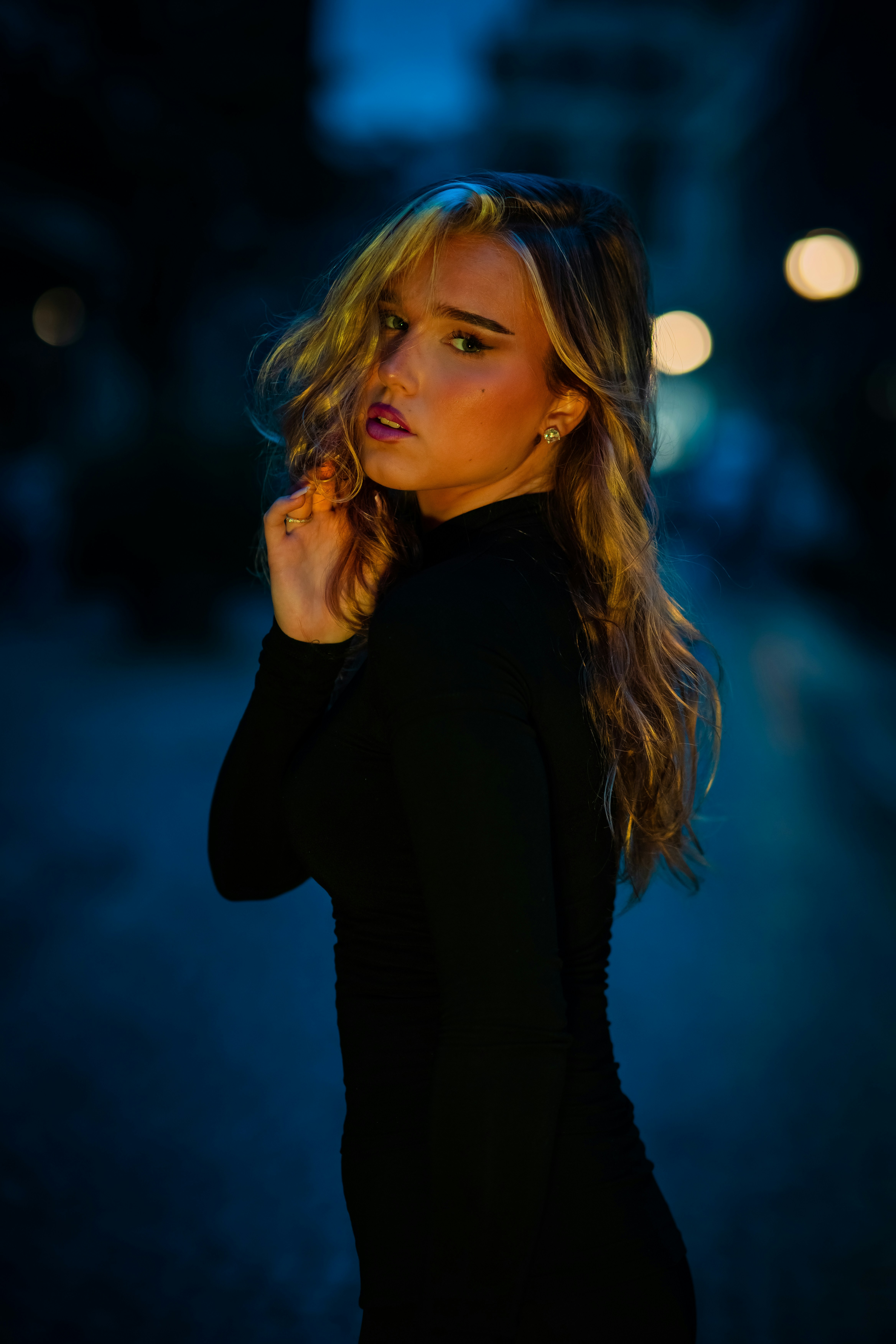 Midnight City Glow: Portrait in Neon Quiet