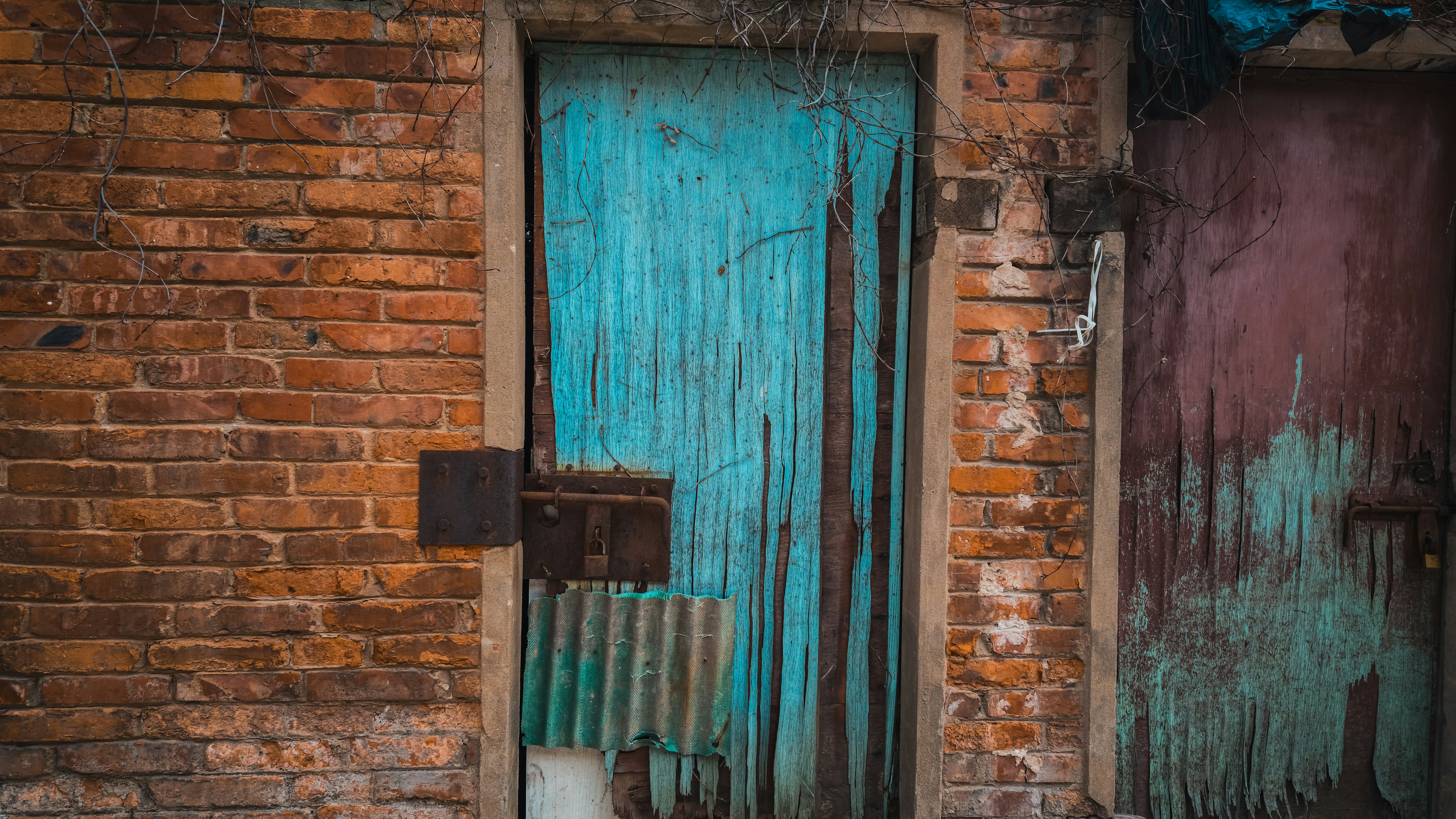 Weathered Doors in a Bricked Frame: A Quiet Stairway to Decay