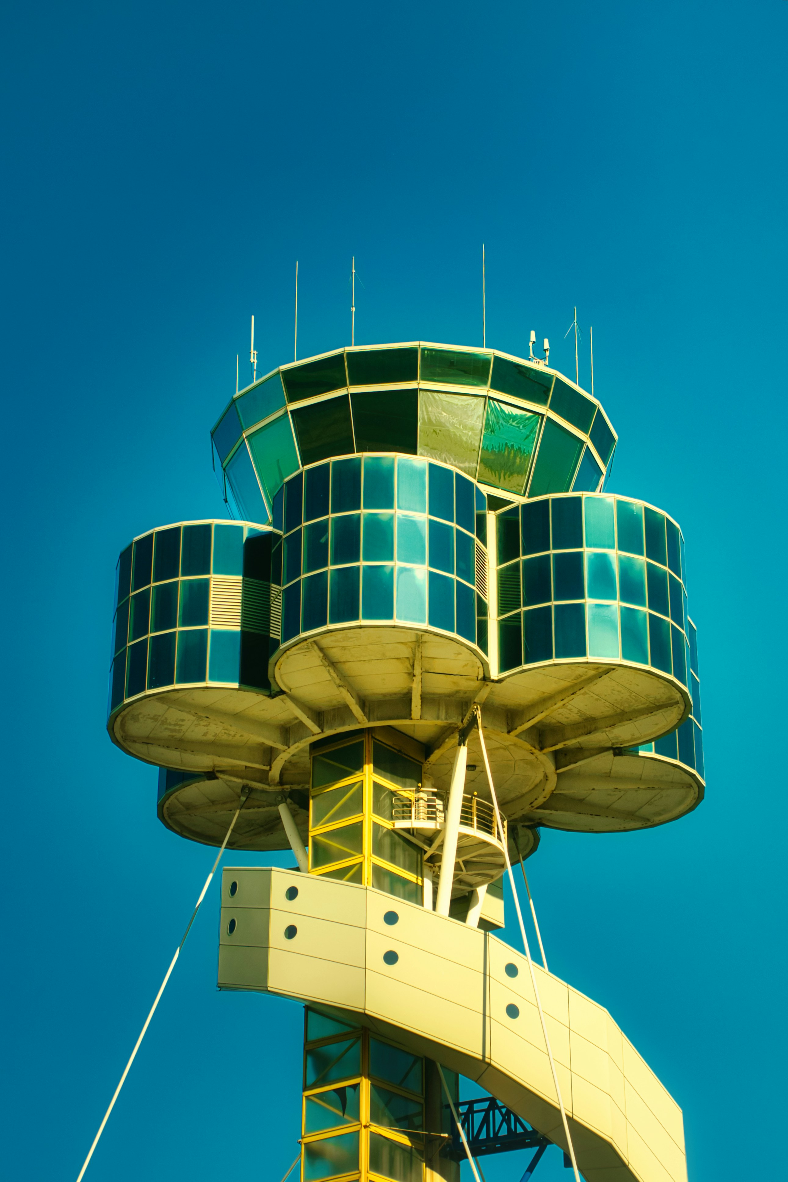 Airborne Vista: The Circular Helix Tower Reaches for the Sky