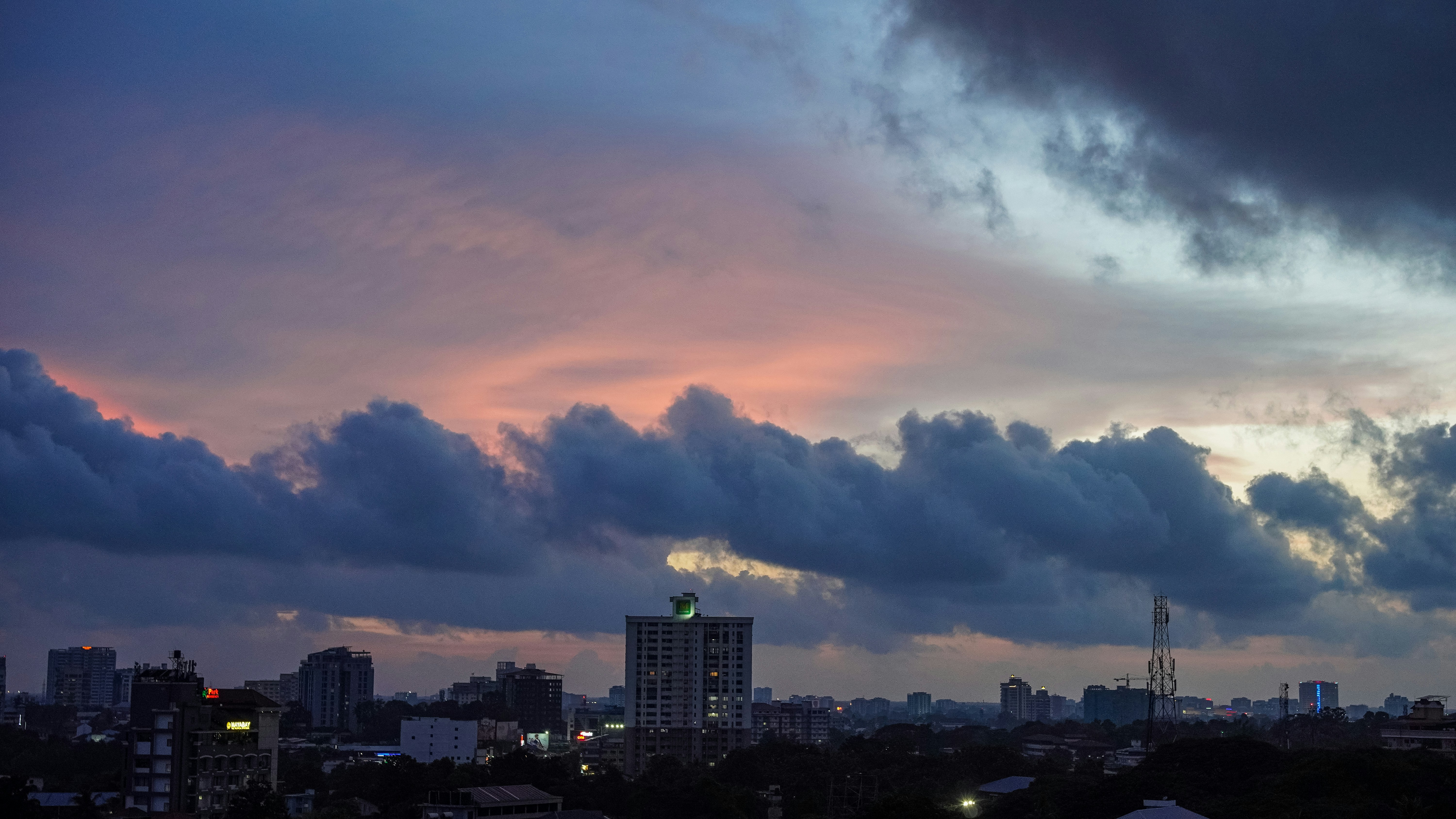Horizon Afterglow Over a Quiet City