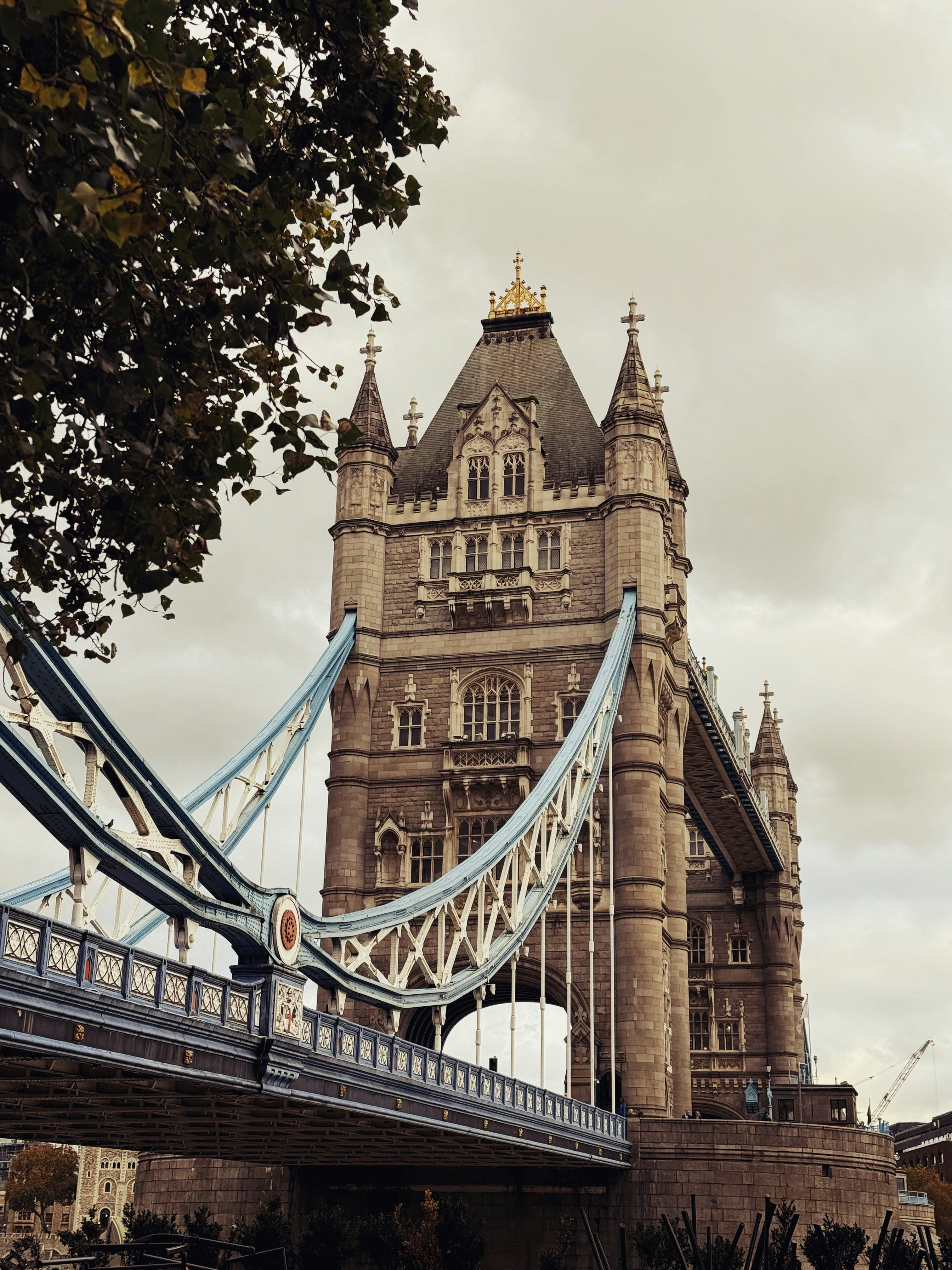 Tower Bridge at Dusk: Blue Cables and Stone Sentinels