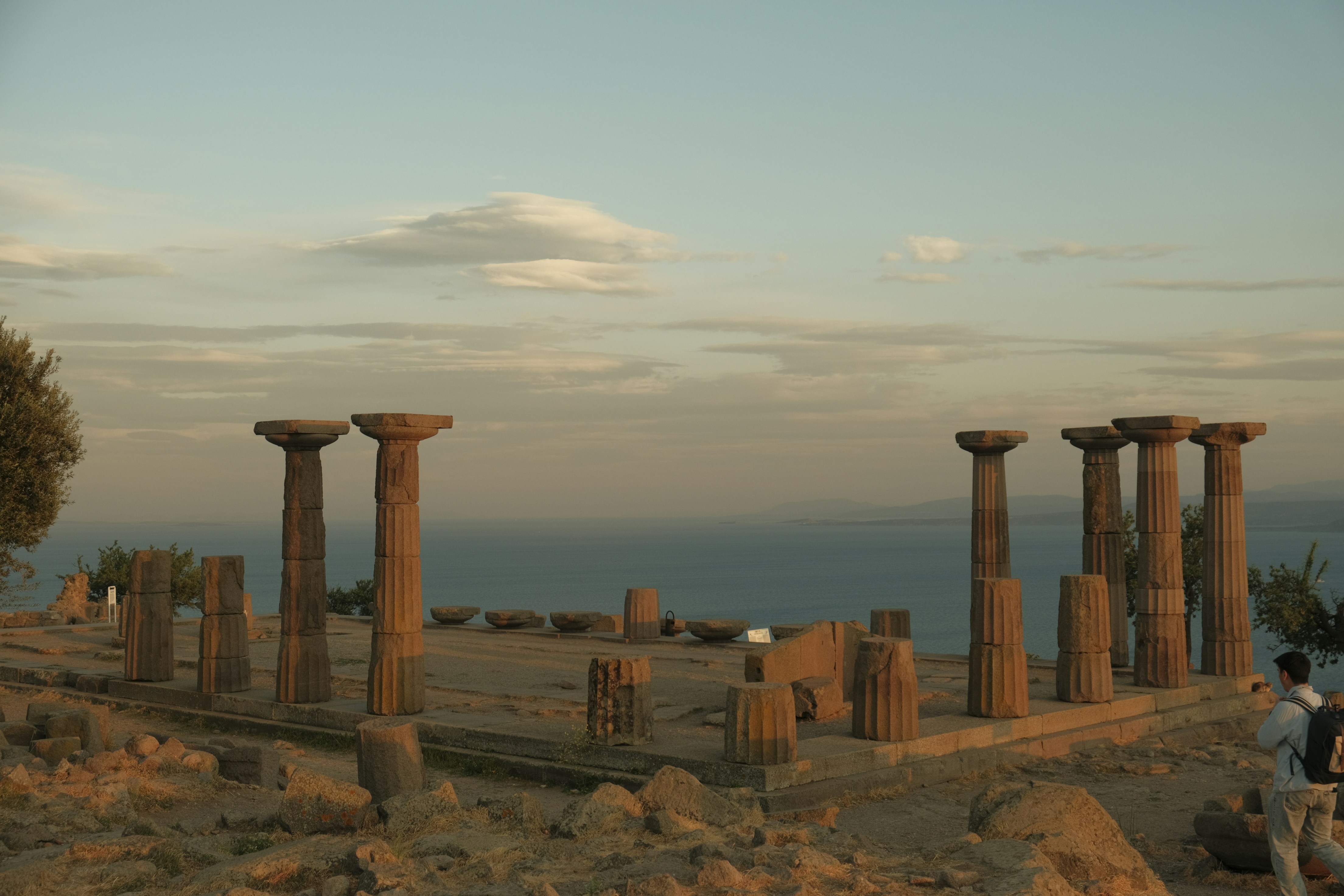 Stone Colonnades Beneath a Distant Sea
