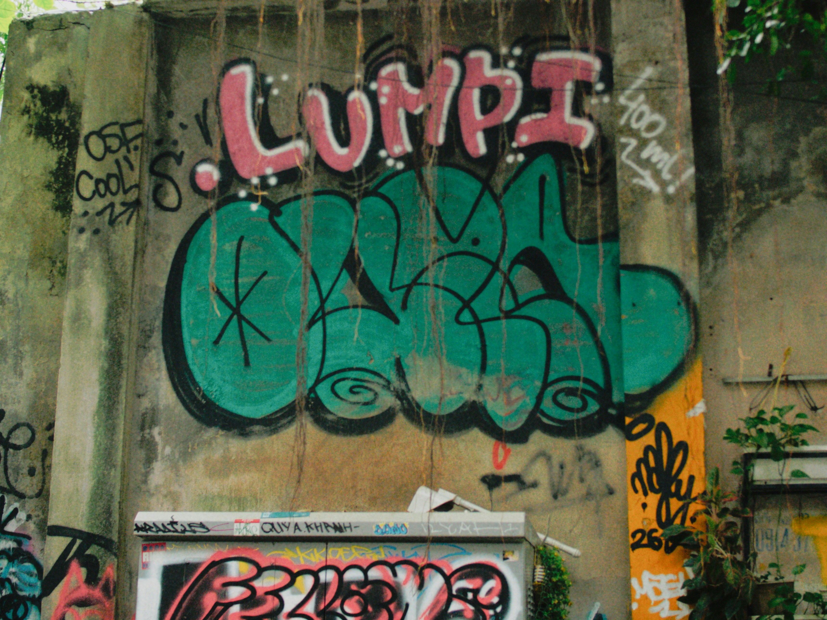 Graffiti Mirage: Colorful Tag on a Weathered Wall