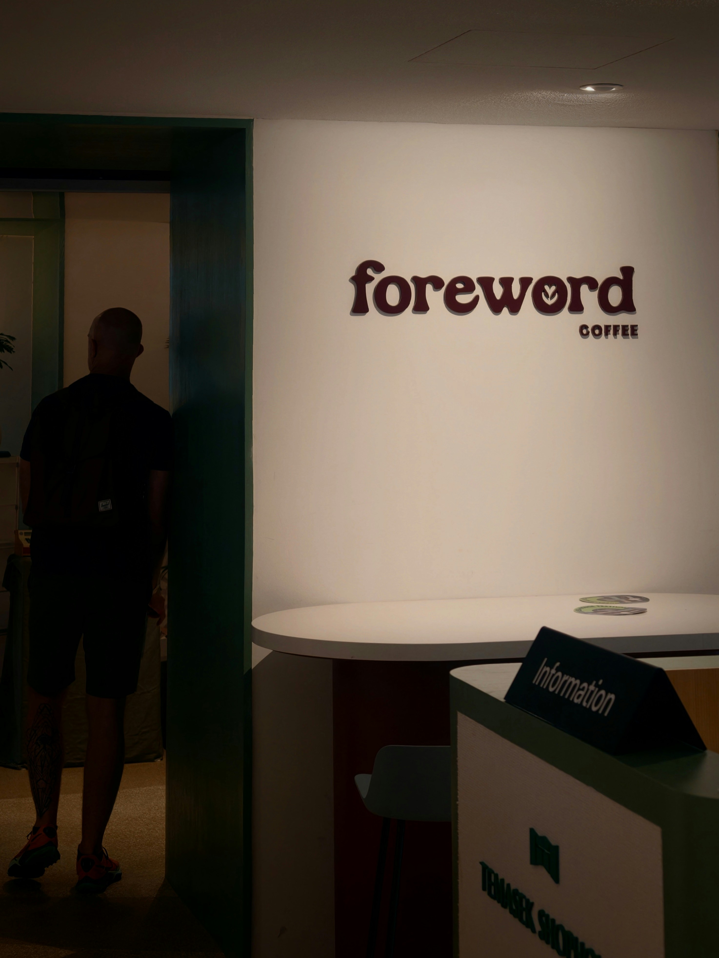 Soft Backlit Entrance to Foreword Coffee