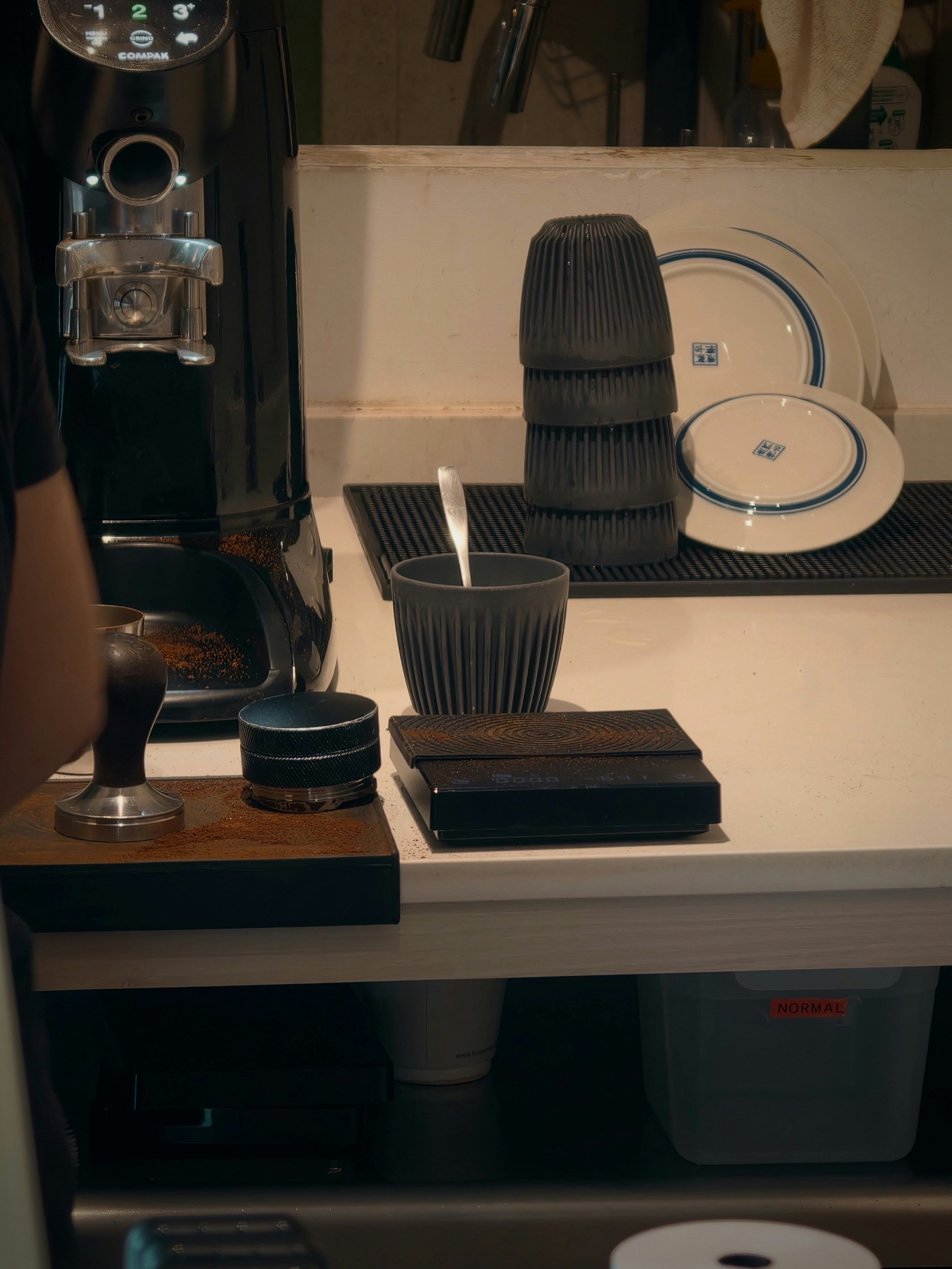 A Quiet Barista Corner with Espresso Gear