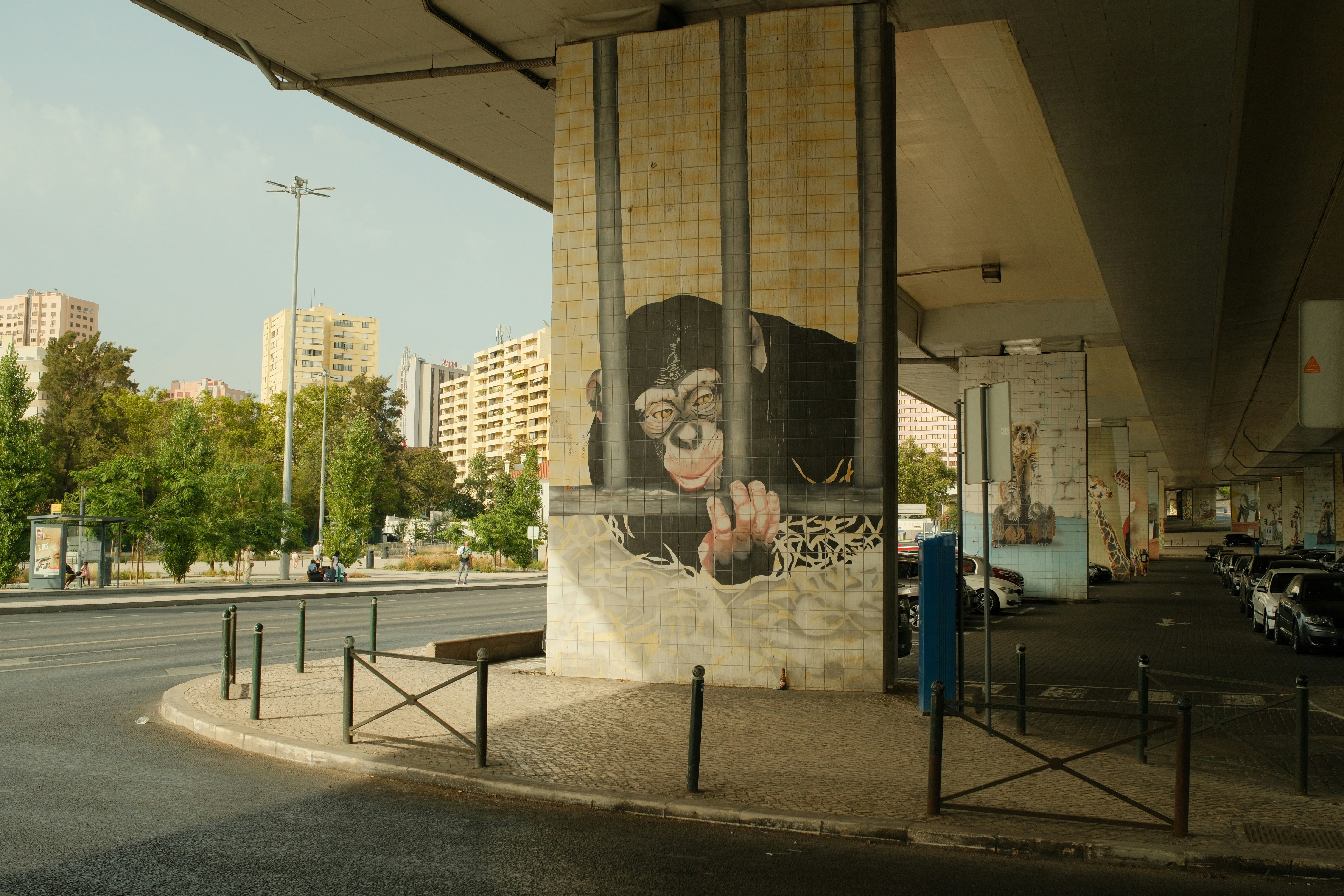 Graffiti Underpass: A City Portrait on Concrete Columns