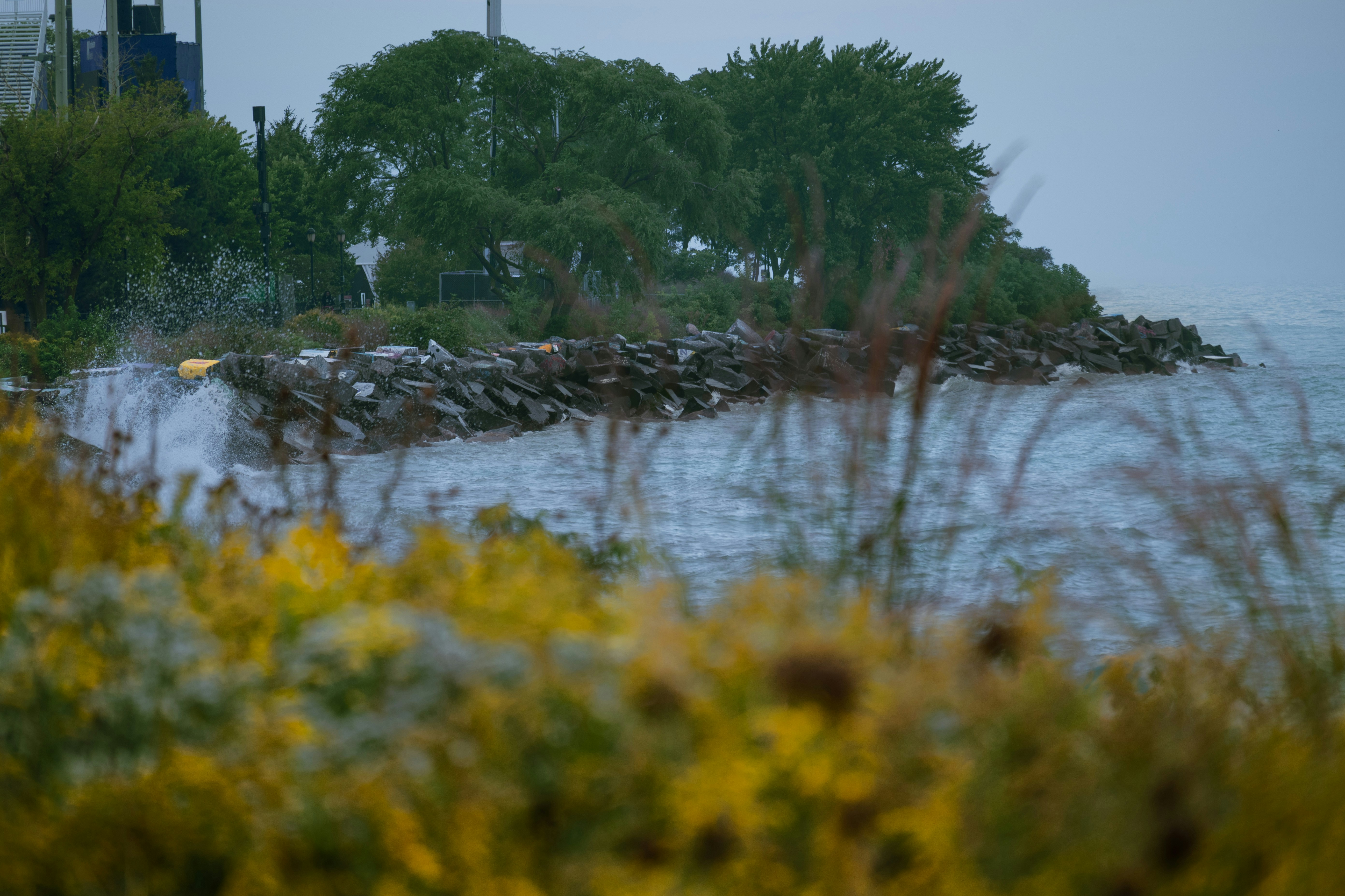 Rocks Meet Sea: A Quiet Breakwater Framed by Summer Current