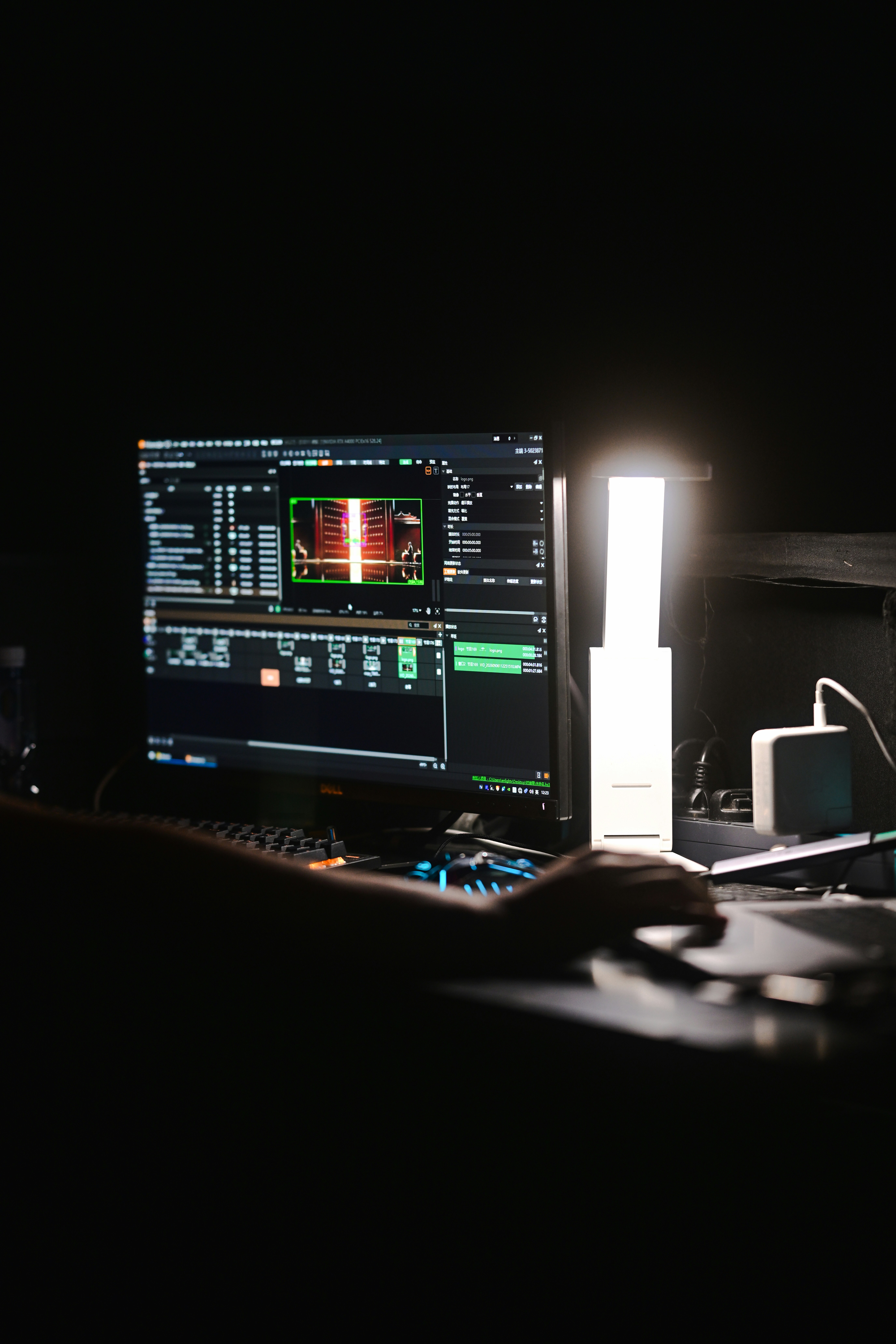 Night Studio Console: Focused Light on the Silent Monitor