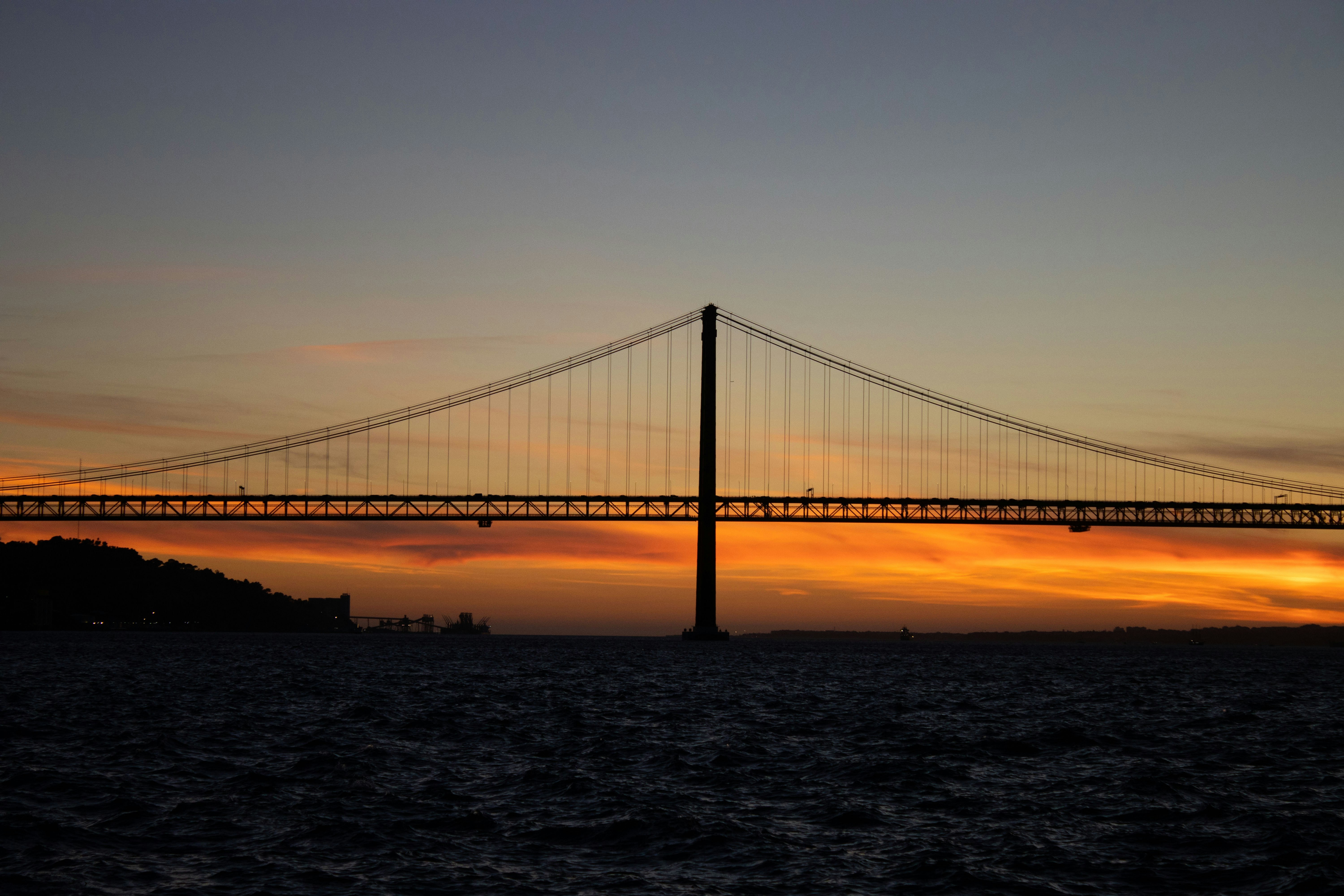 Evening Ribbon: A Bridge Silhouette Over Quiet Waters