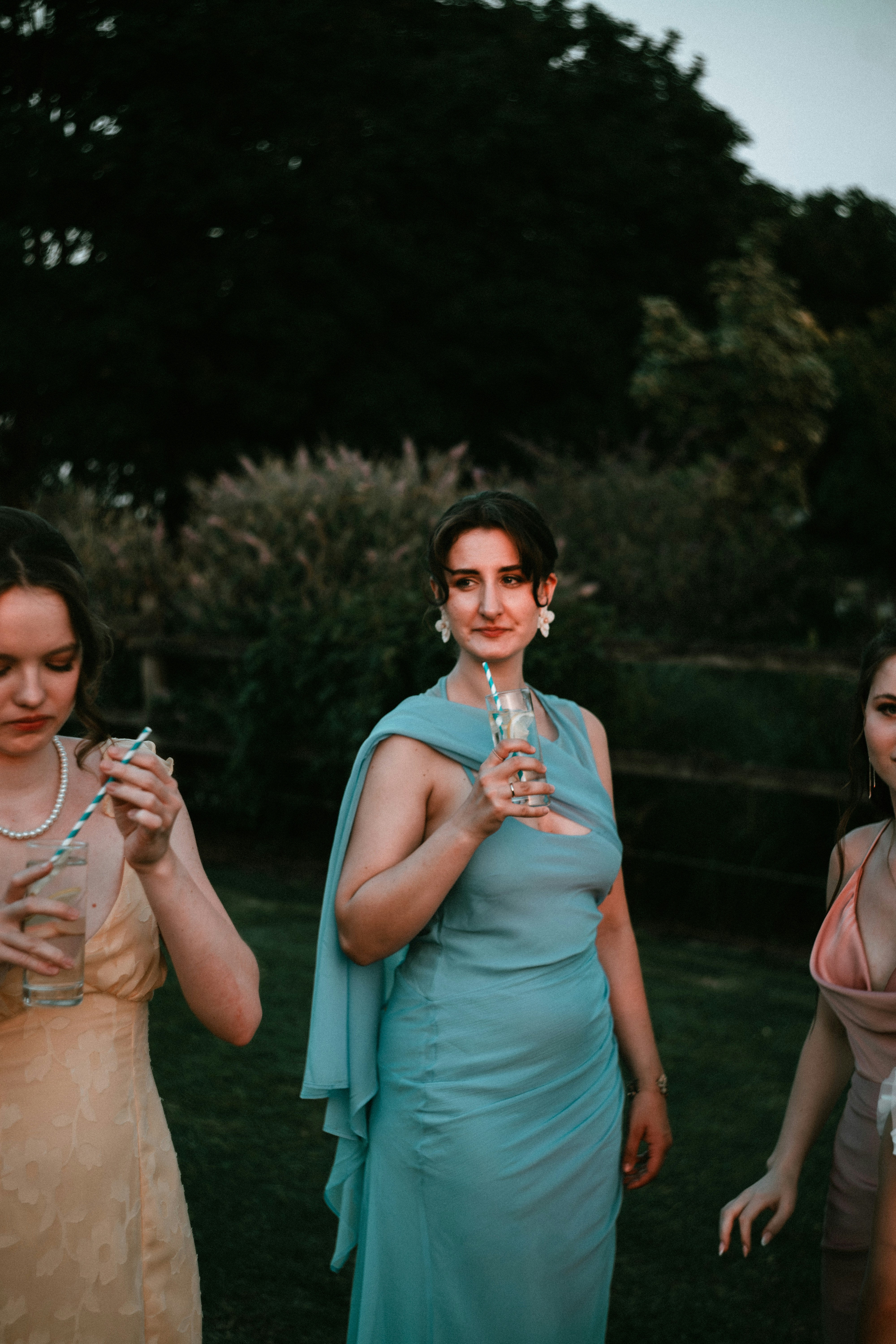 Midnight Toast: A Blue-draped Moment at the Garden Party