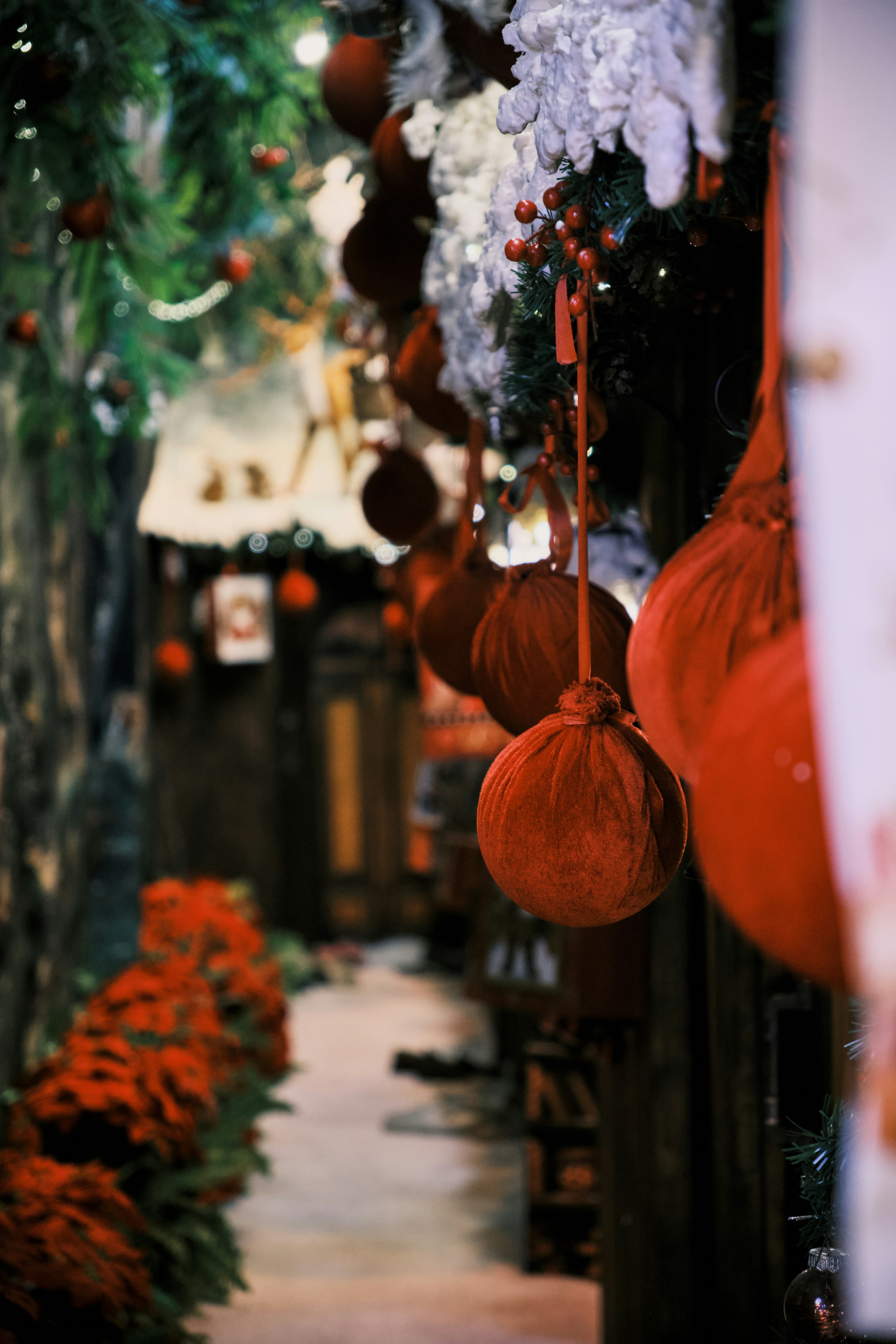Red Orbs in a Festive Nook