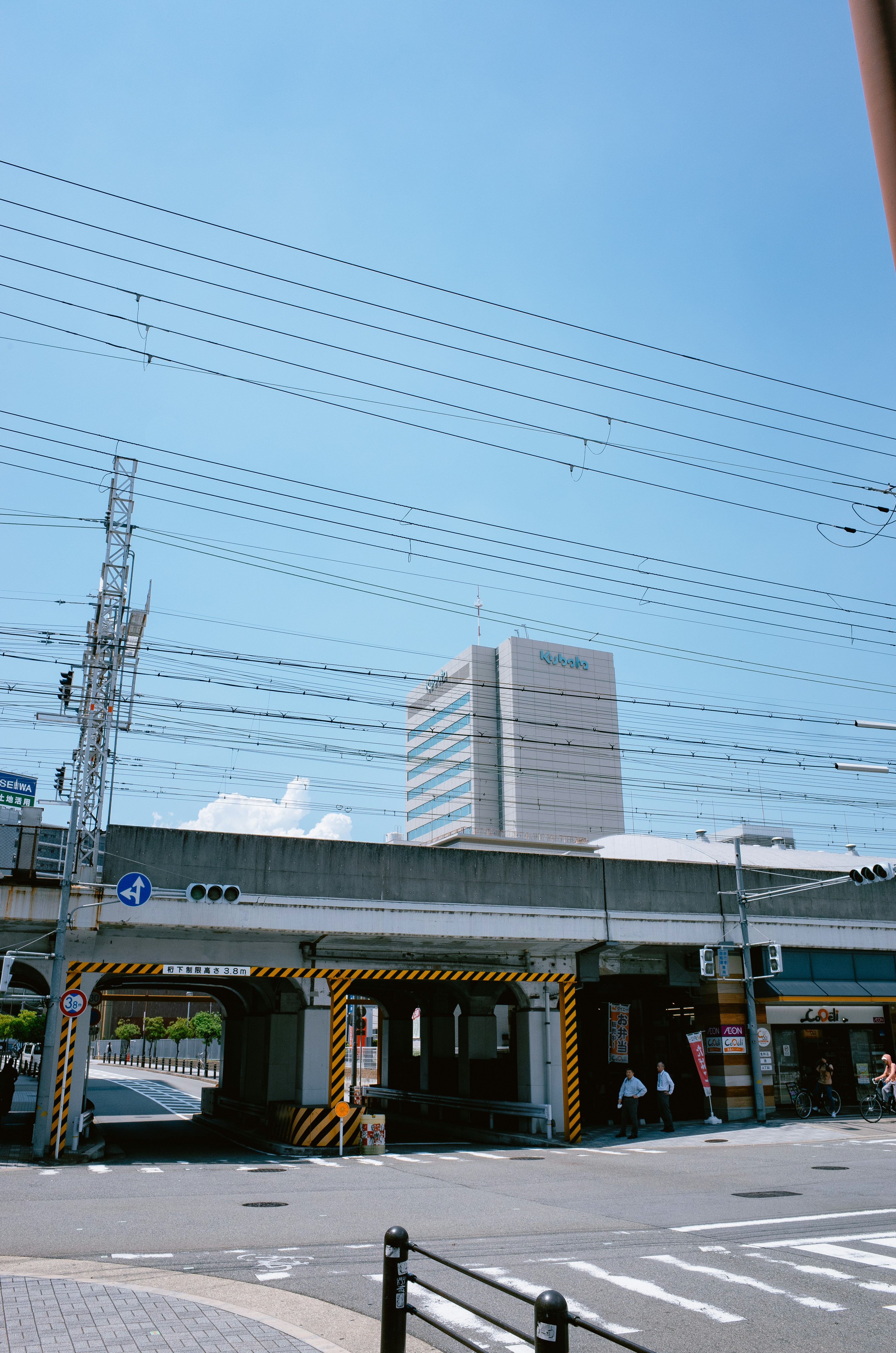 Urban Skyline Under Crossing Wires