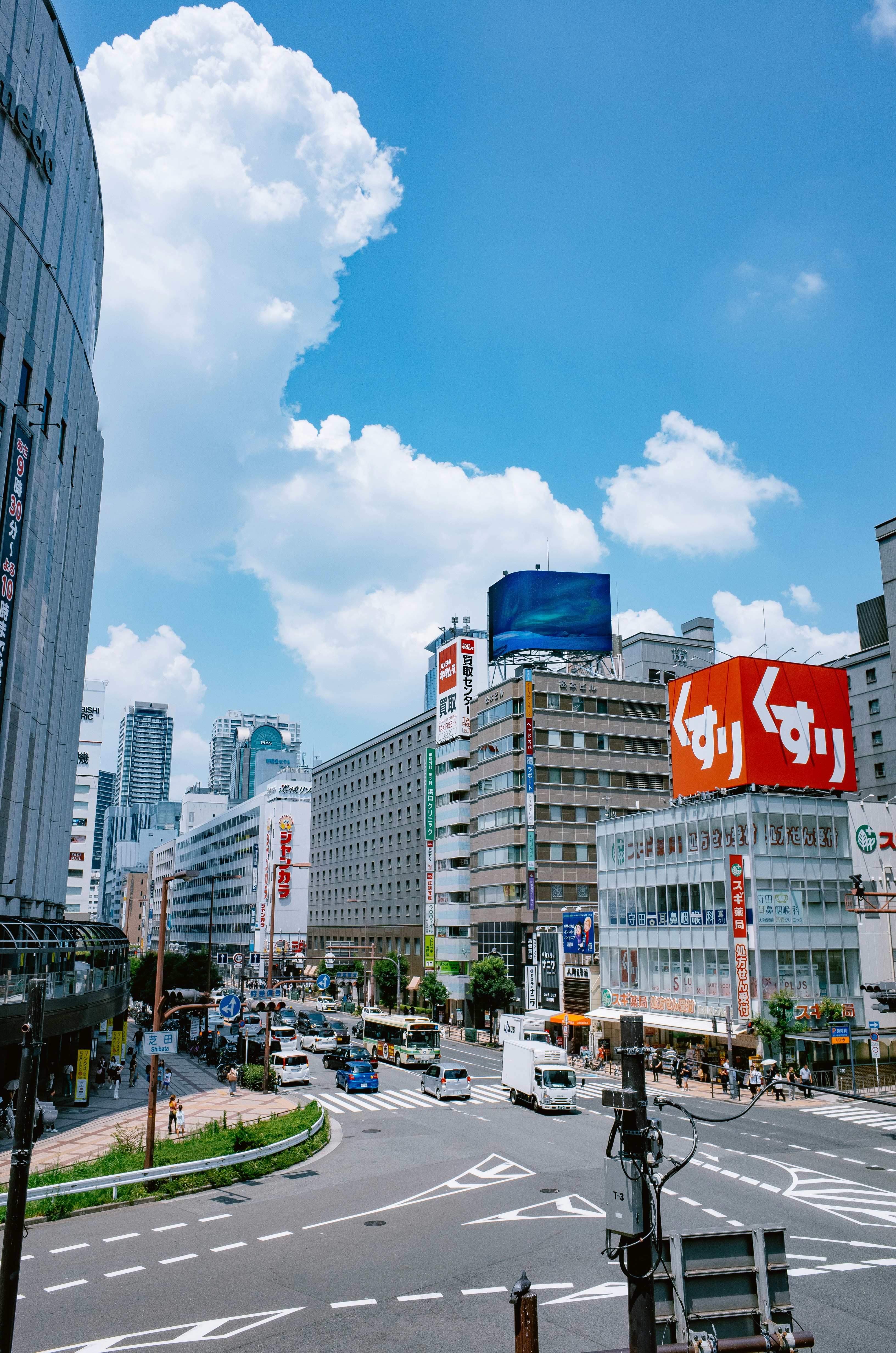 Urban Junction: Neon Signs and Skyward Towers