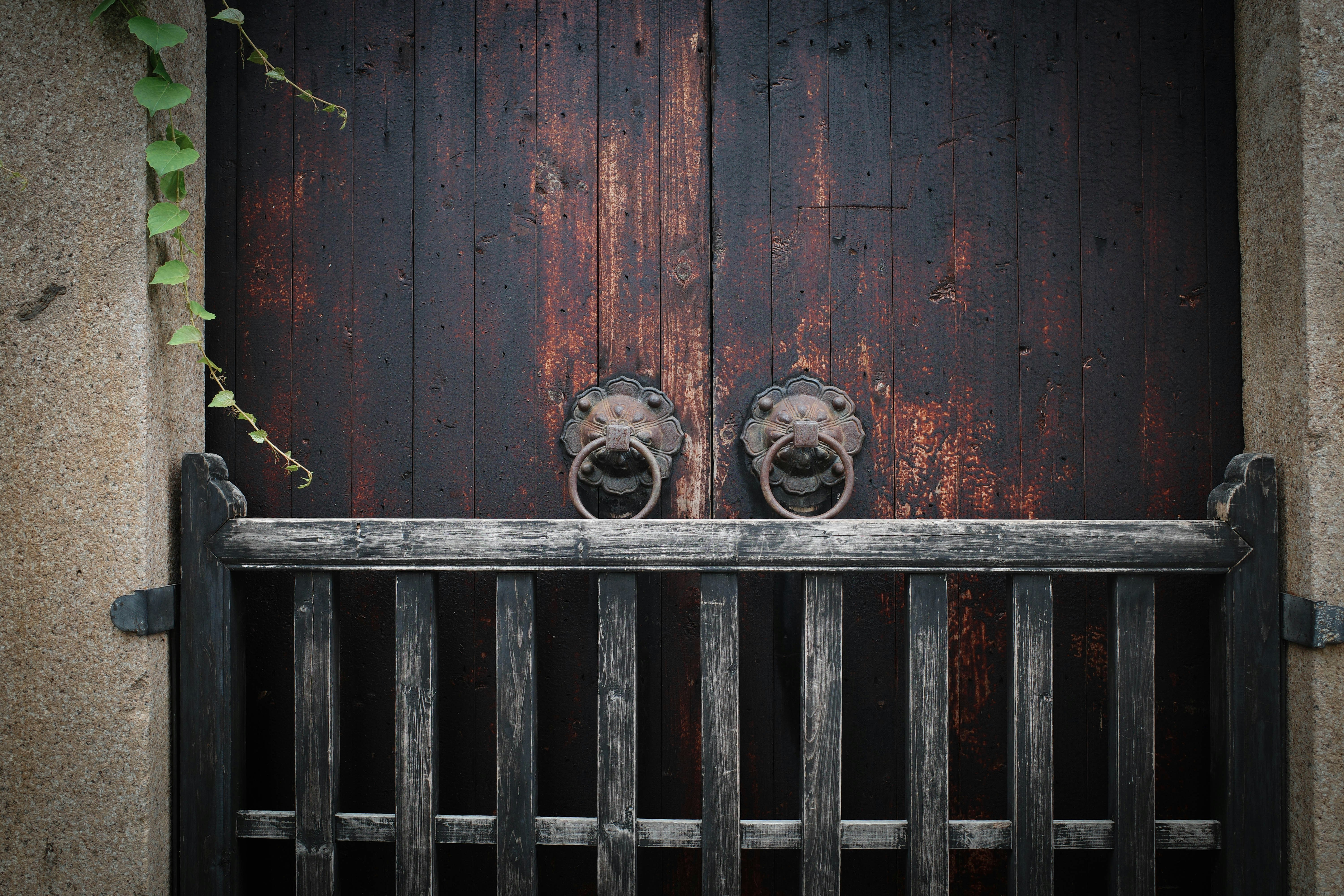 Iron Gate Memorial: Weathered Door with Ring Handles