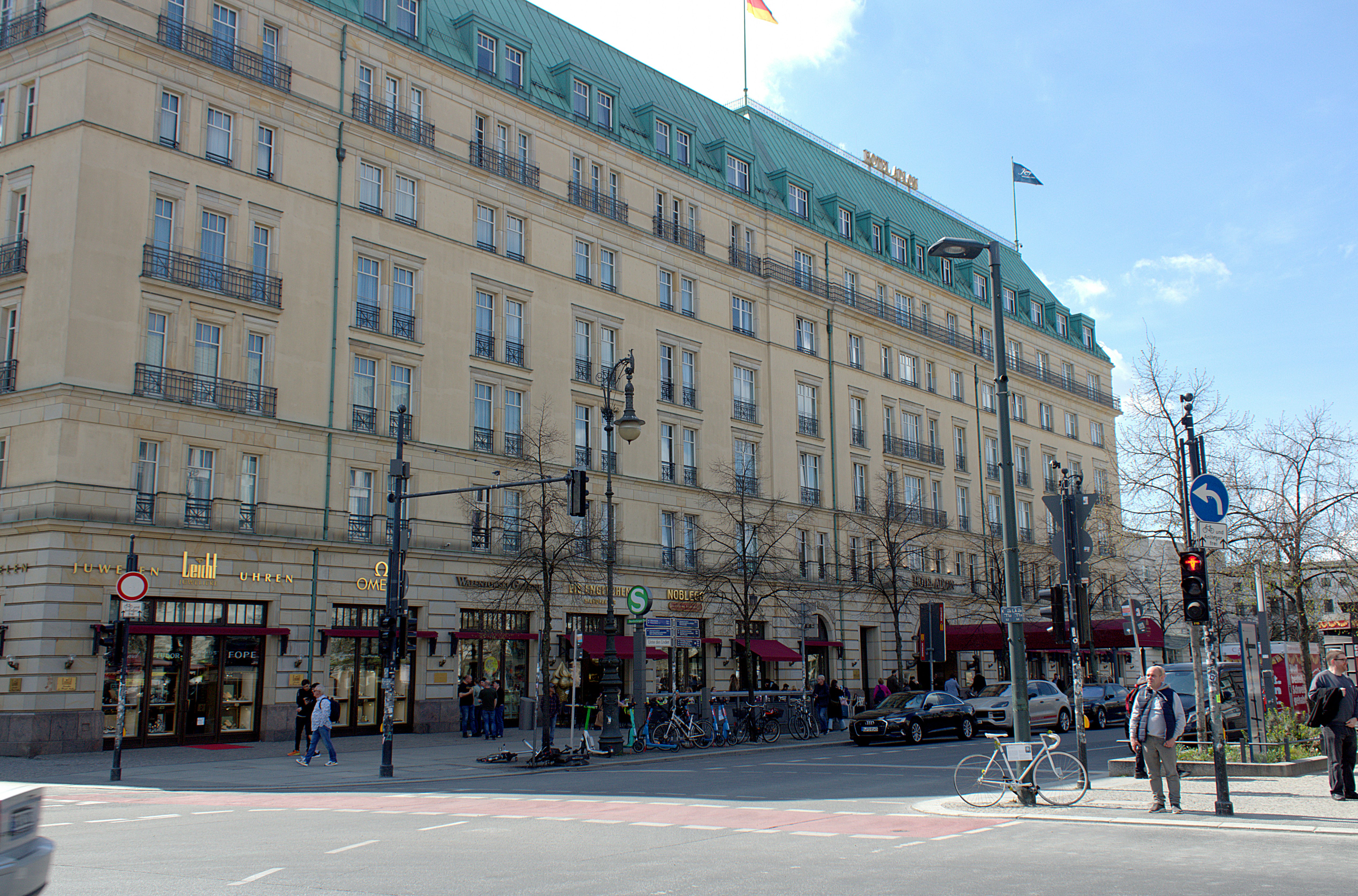 Urban Facade and Street Life by a Classic European Building