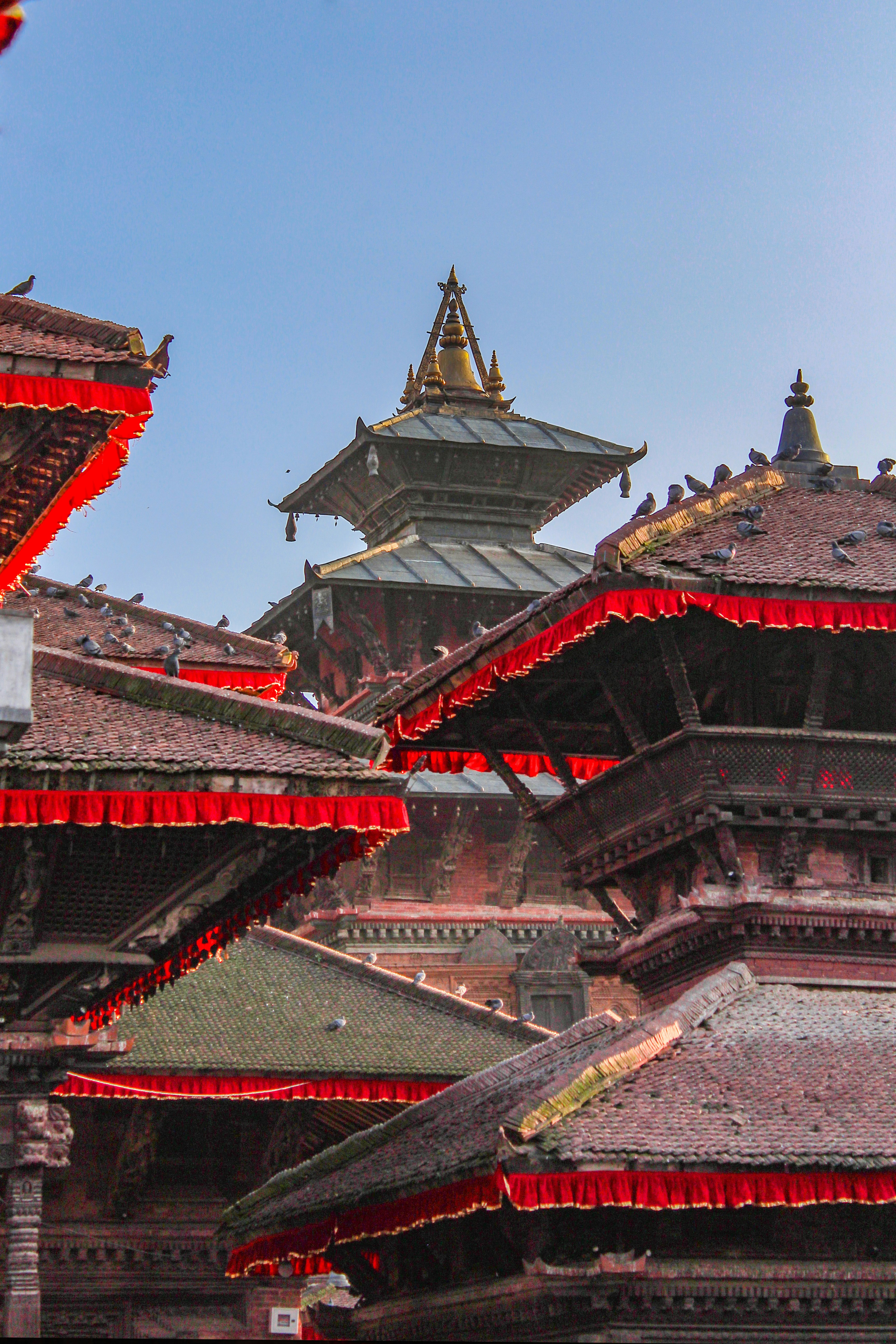 Tiered Temples under a Clear Sky: The Heart of a Historic Kathmandu-like Skyline