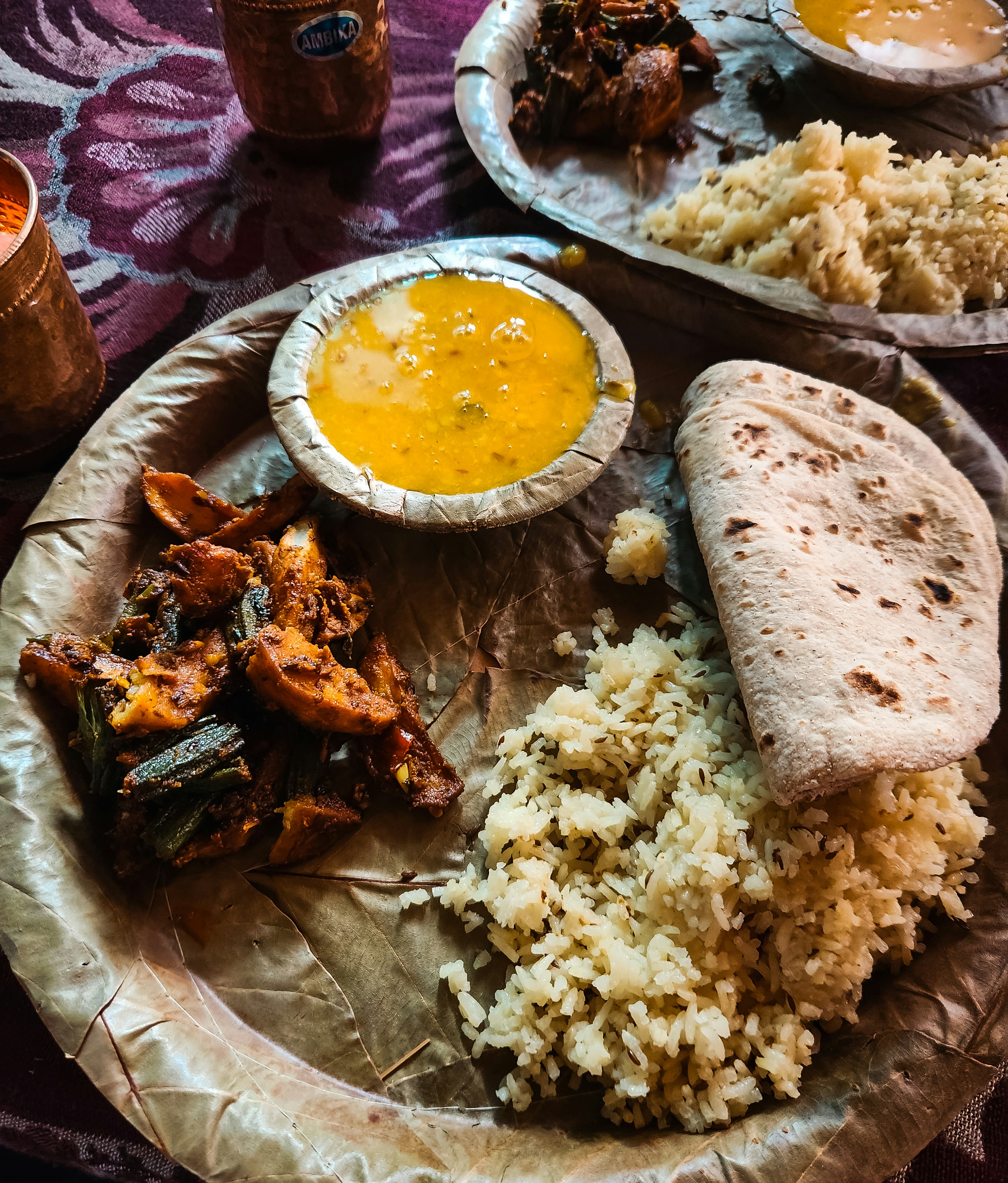 Golden Plate of Comfort: Saboori Dal and Charred Veg with Flatbread