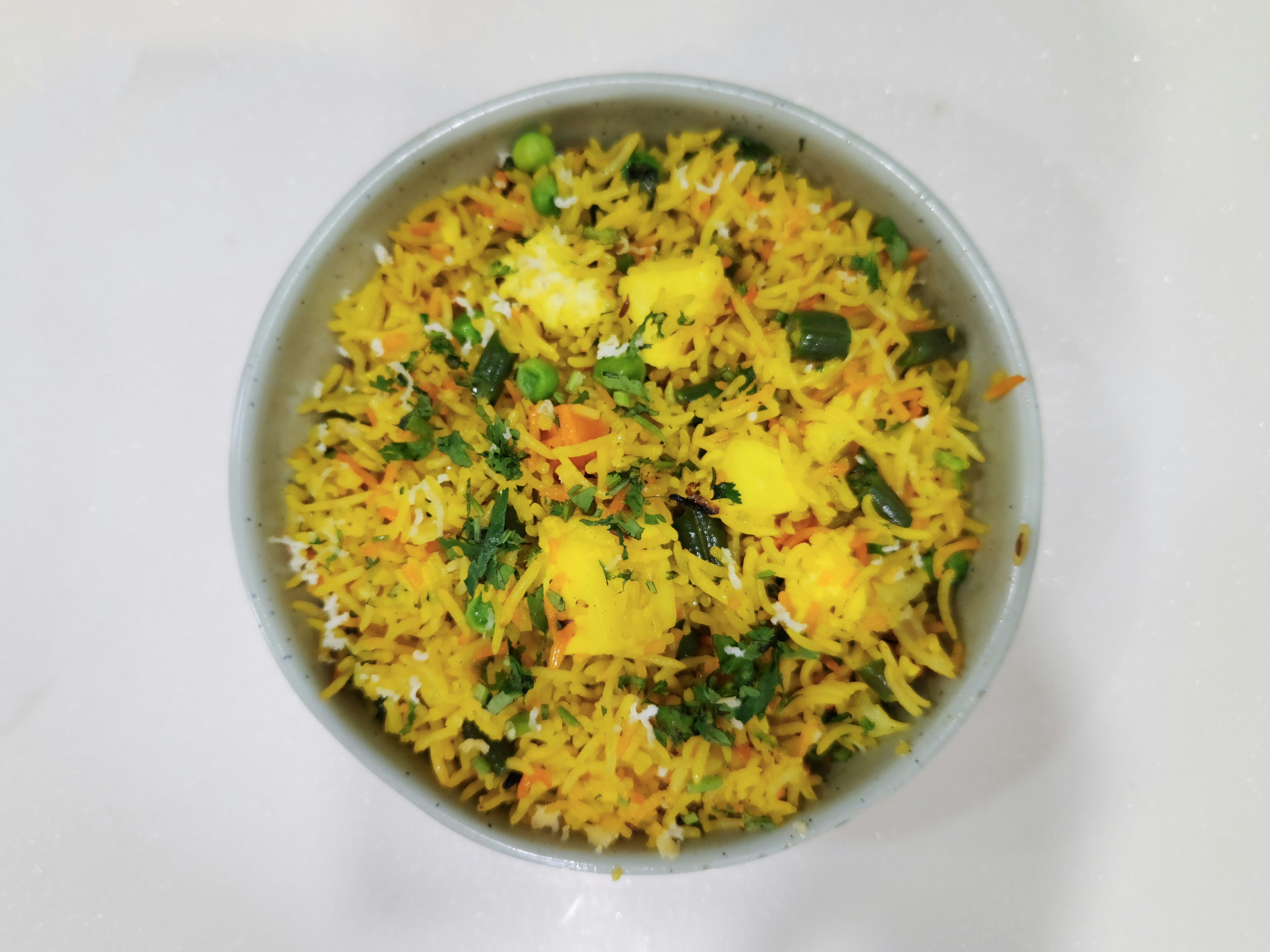Sun-Kissed Rice Bowl: Turmeric, Herbs, and Pineapple in a Ceramic Comfort