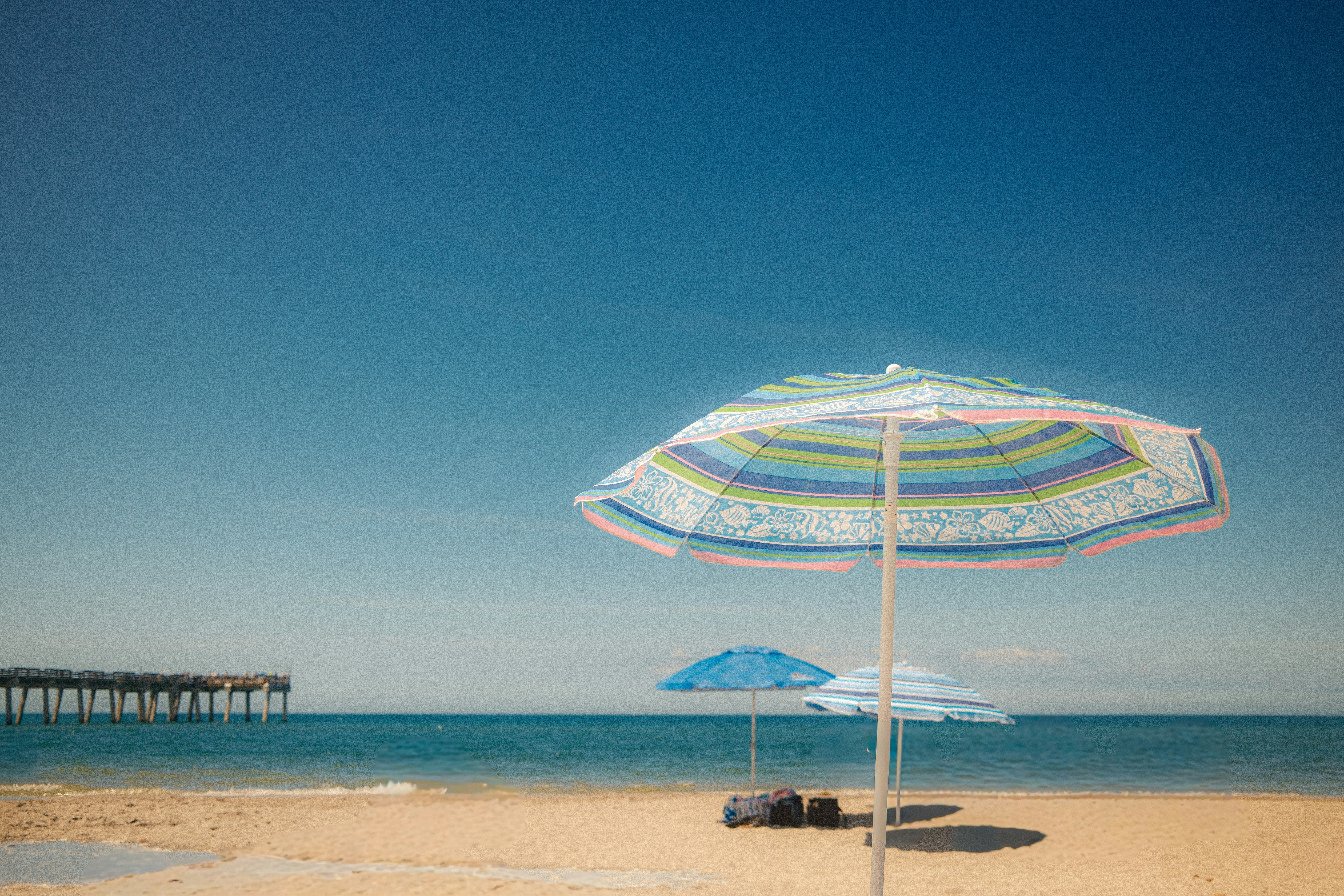Sunny Parasol Focus: A Quiet Day at the Beach