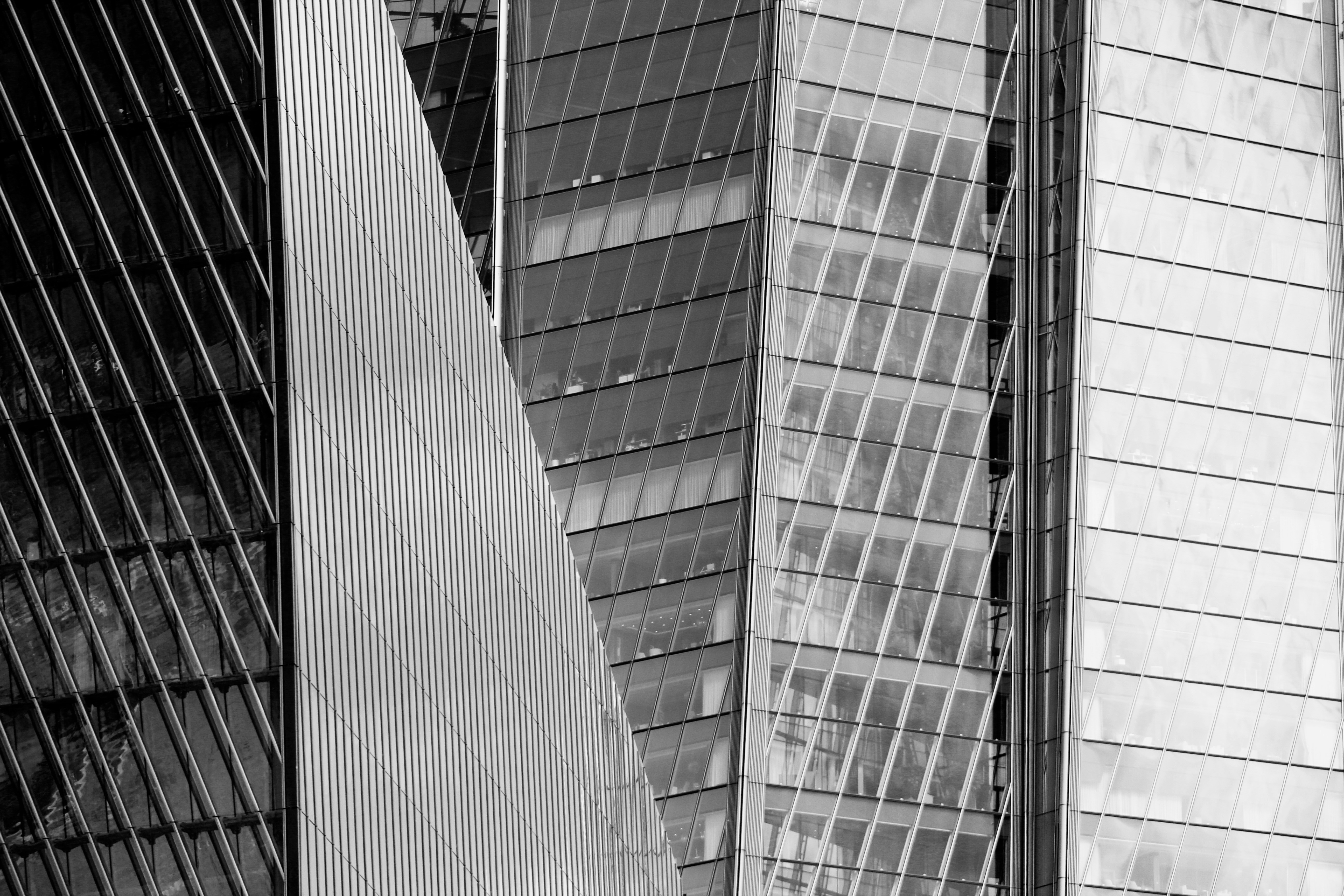 Converging Facades: Geometric Rhythm in Monochrome