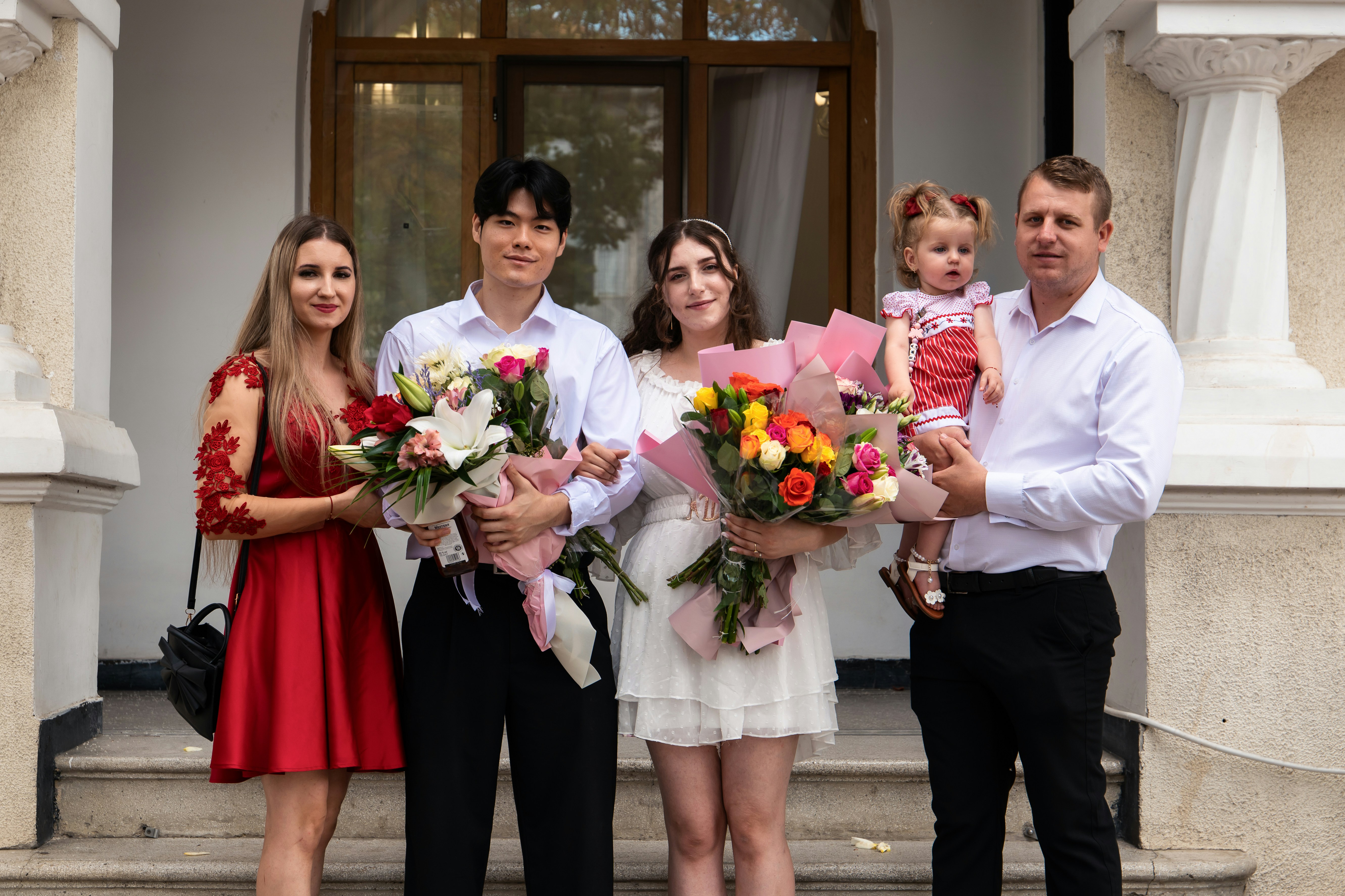 Bouquet Parade on the Steps: A Family Keepsake