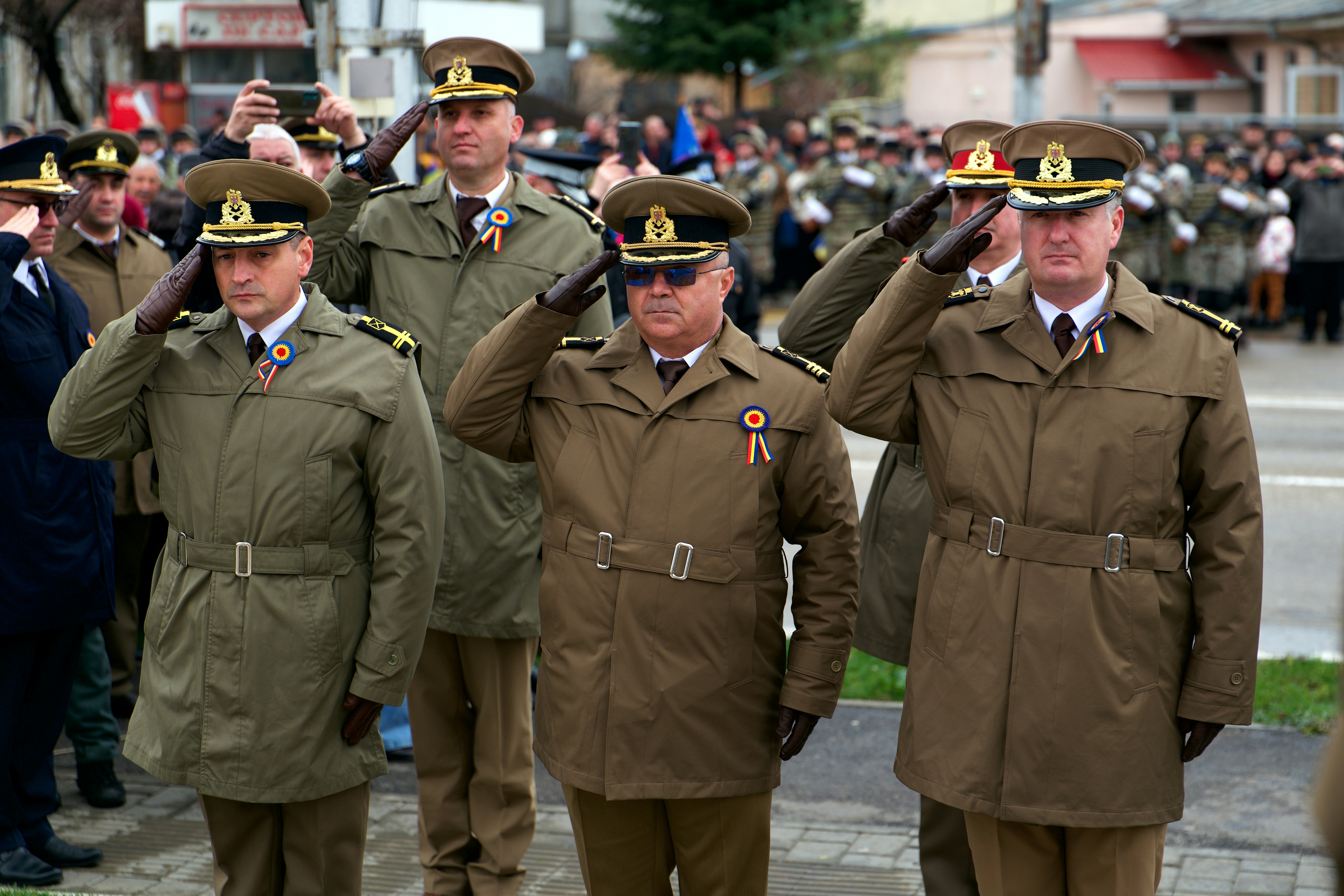 Ceremonial Salute Amid Military Parade