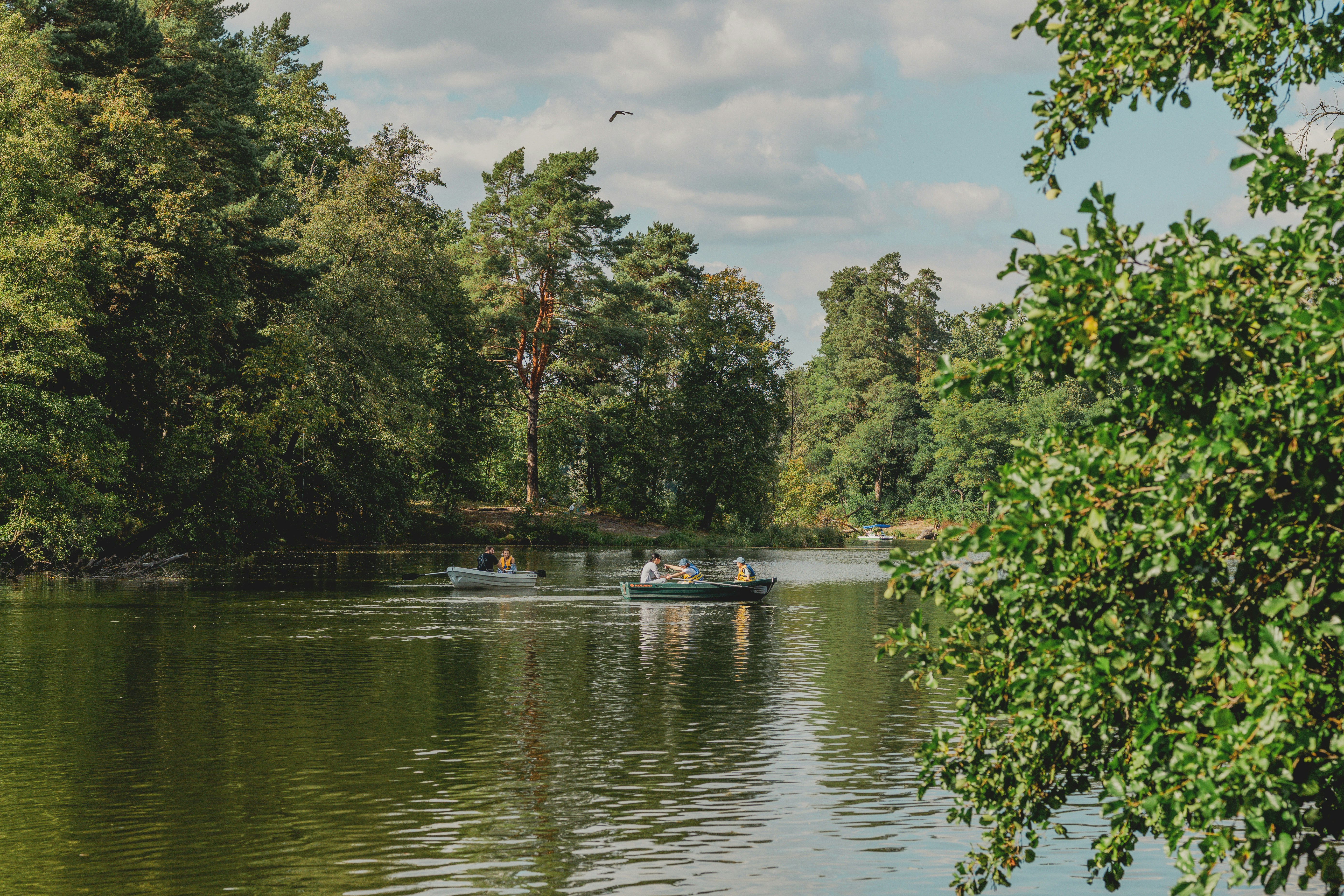 Towboat Caravan on a Serene River