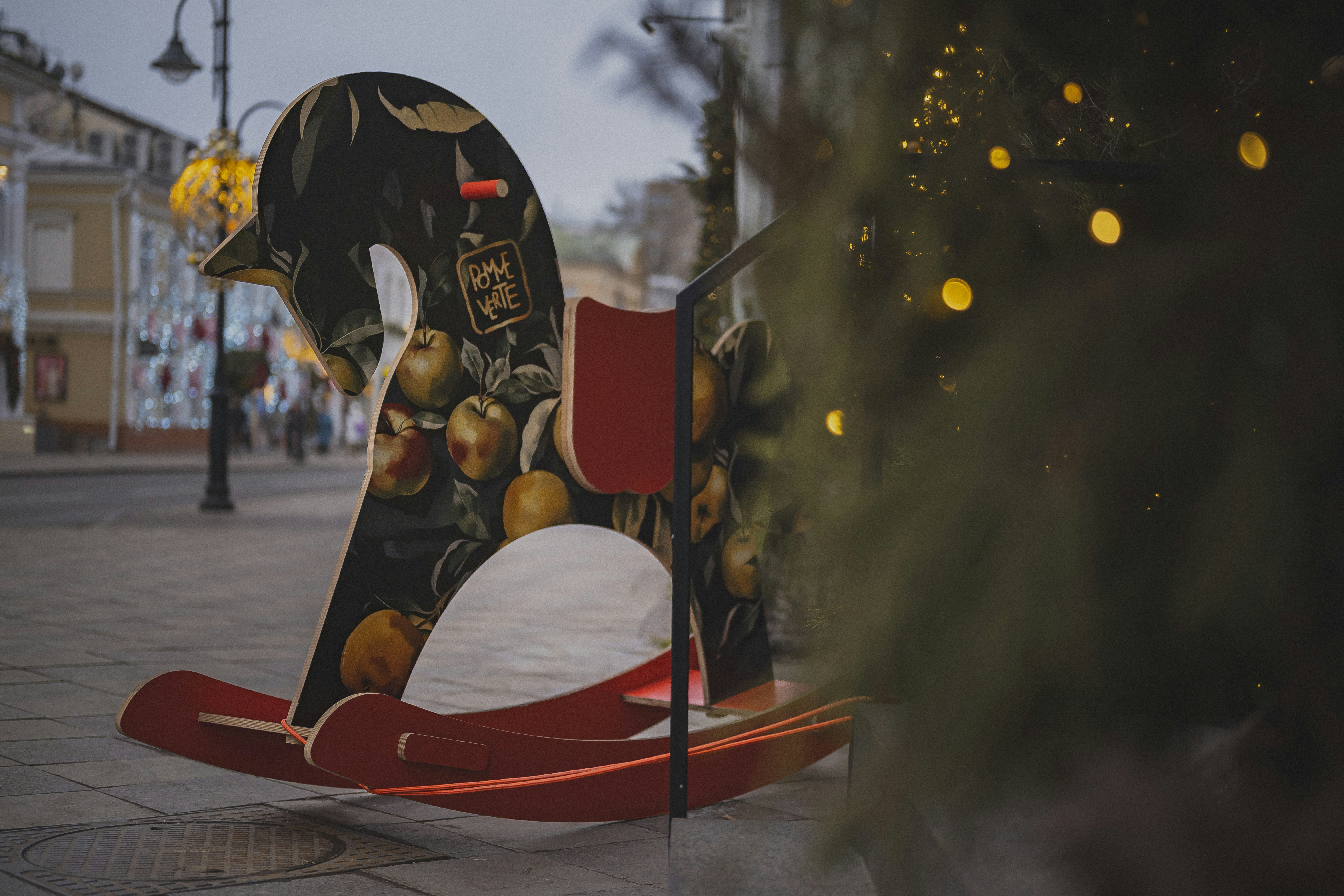 Fruit-Patterned Sled in Soft Evening Glow