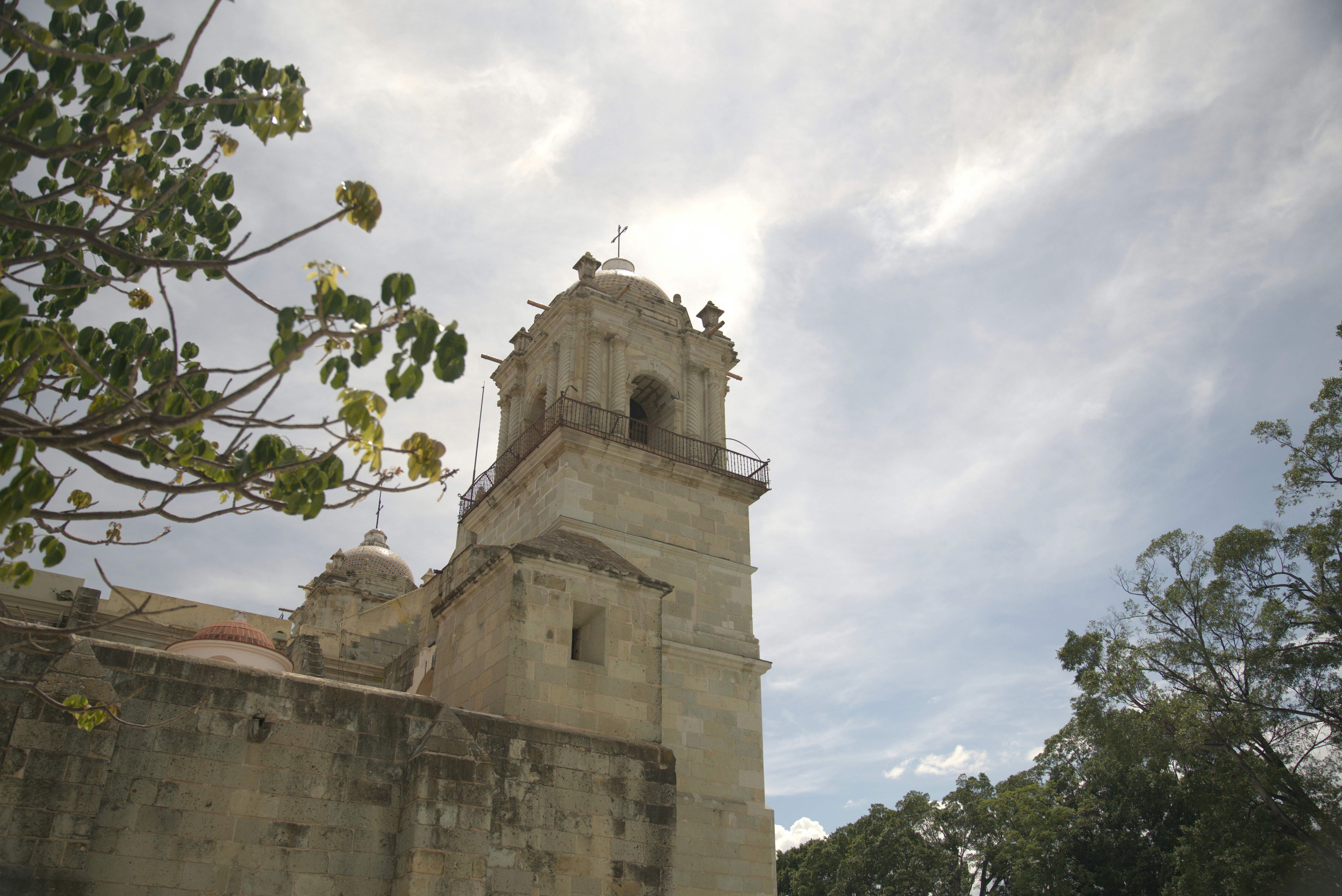 Stone Bell Tower against a Spring Sky