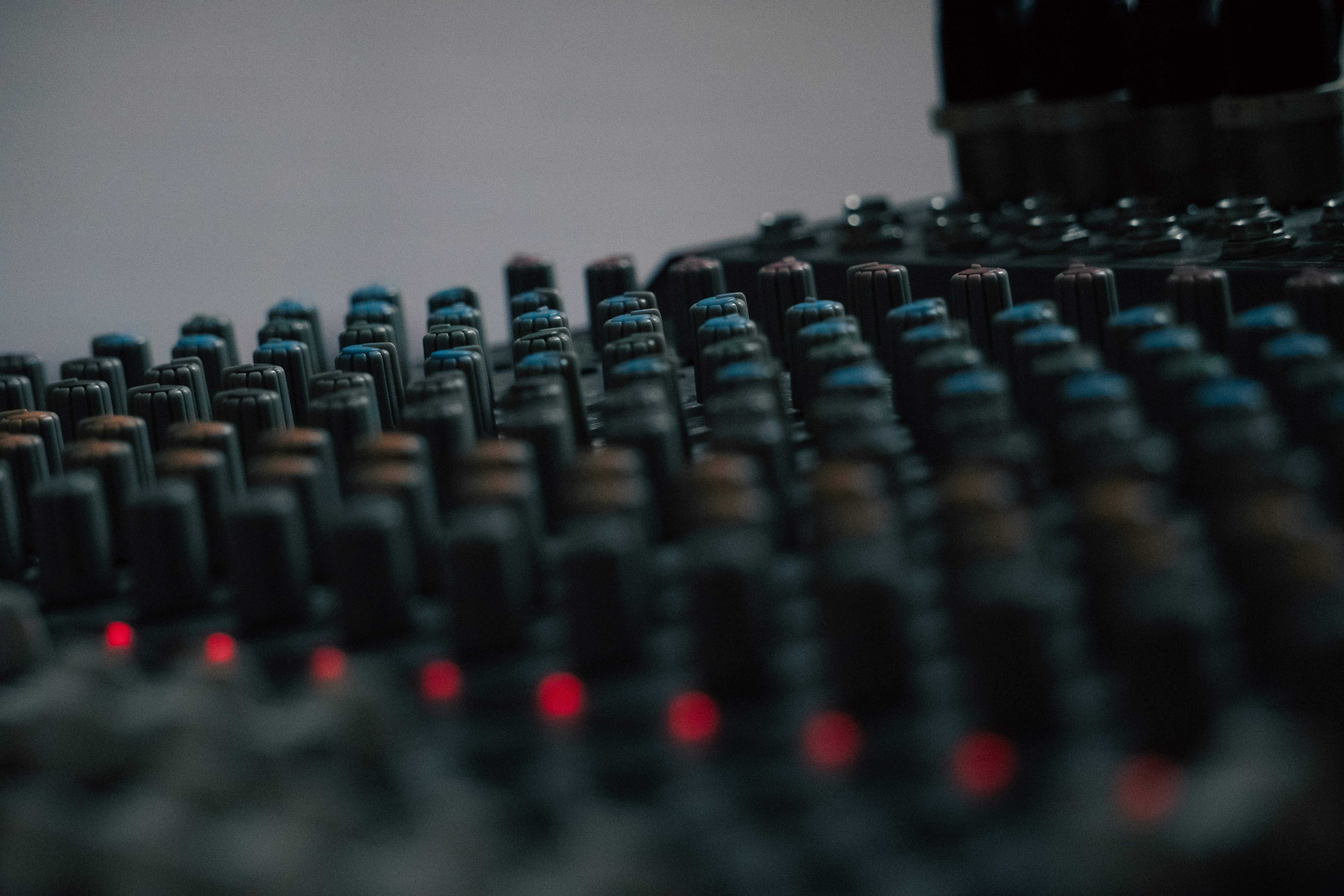 A Row of Dials in Soft Focus: Velvet Night in the Audio Studio