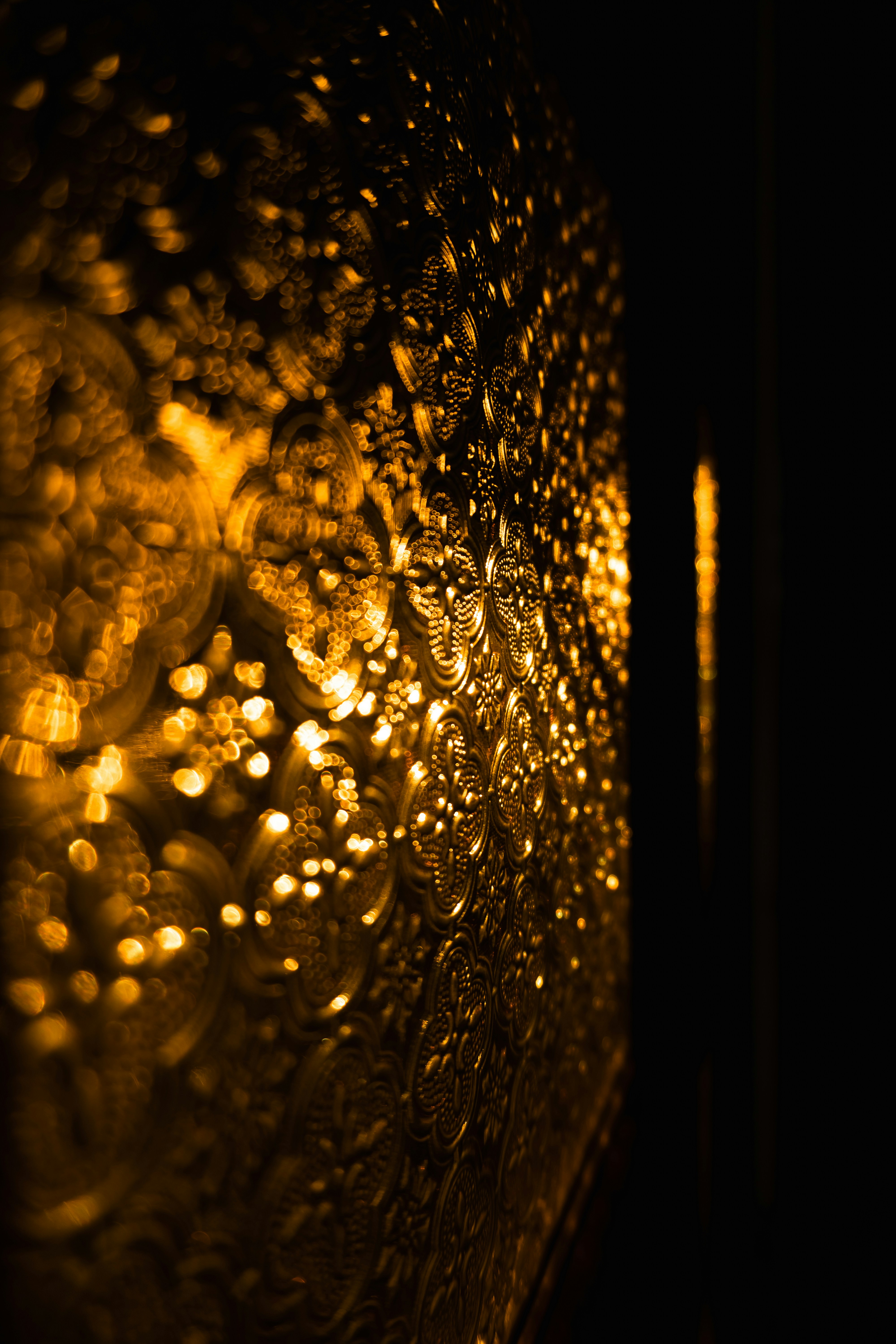Golden Echoes: Textured Orbs in Dim Corridors