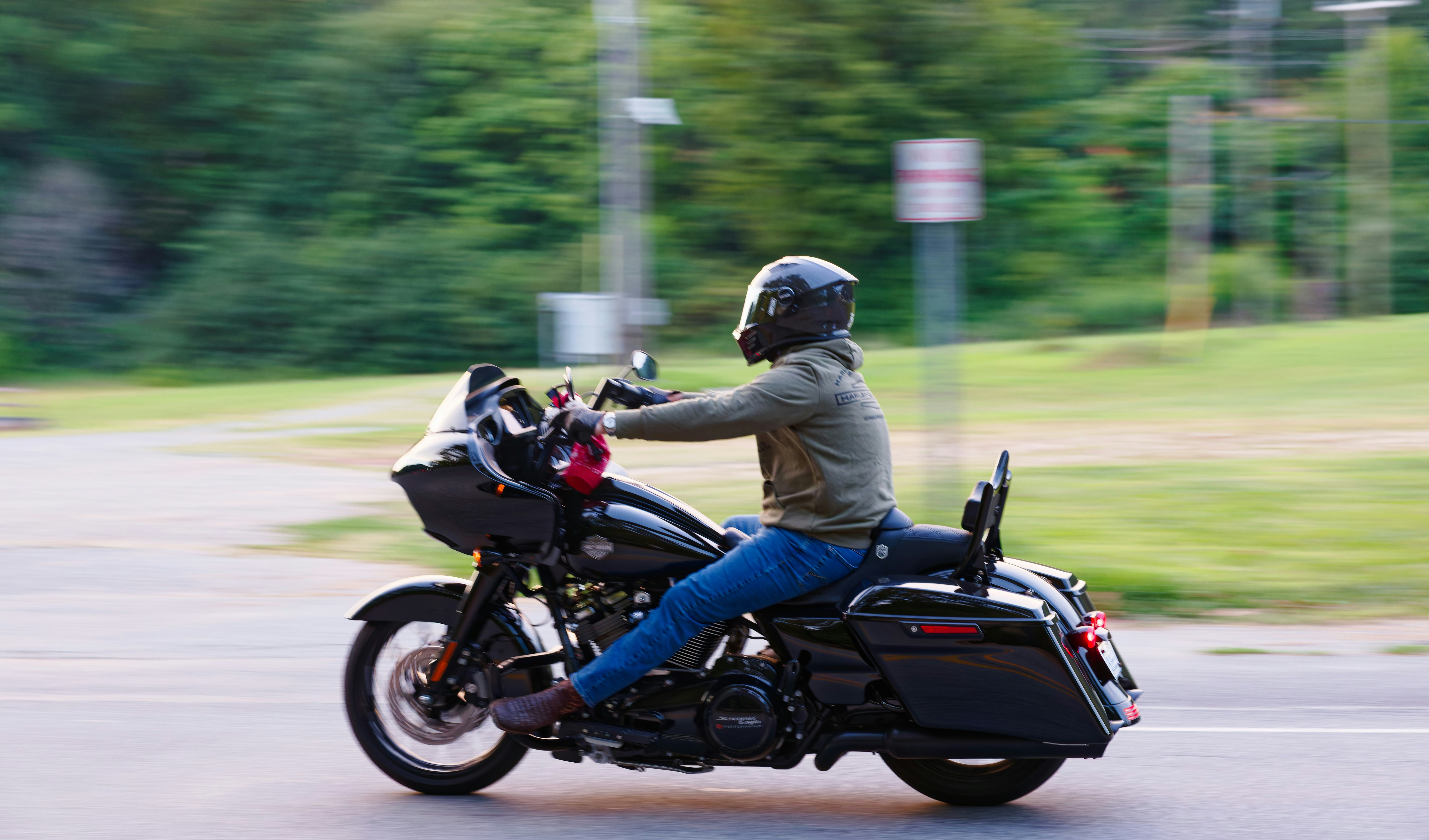 Midbelt Run: A Rider in Focus on a Night-Road Glide