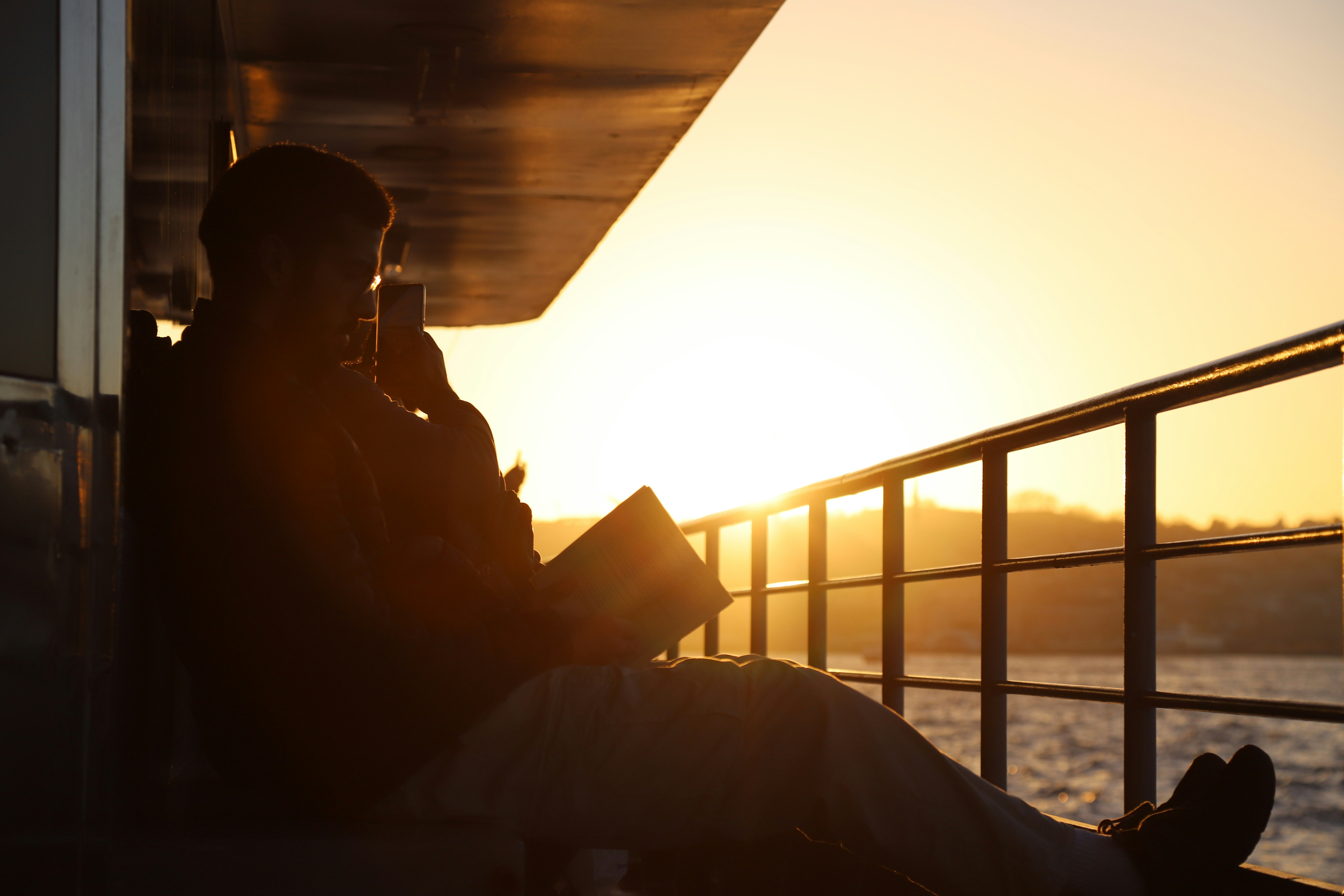 Silhouette on the Balcony at Sunset