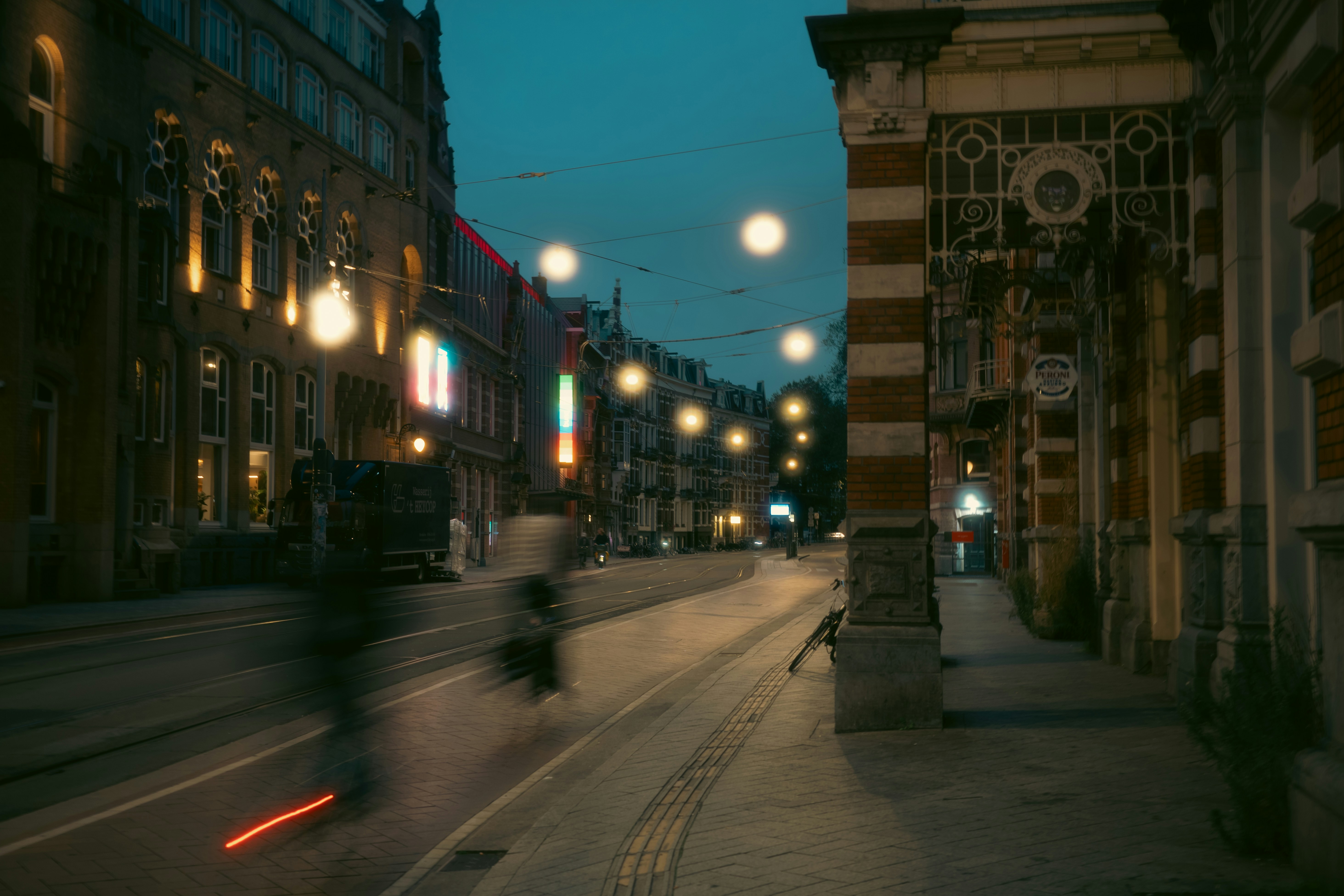 Evening Tram Echoes Through Historic Street
