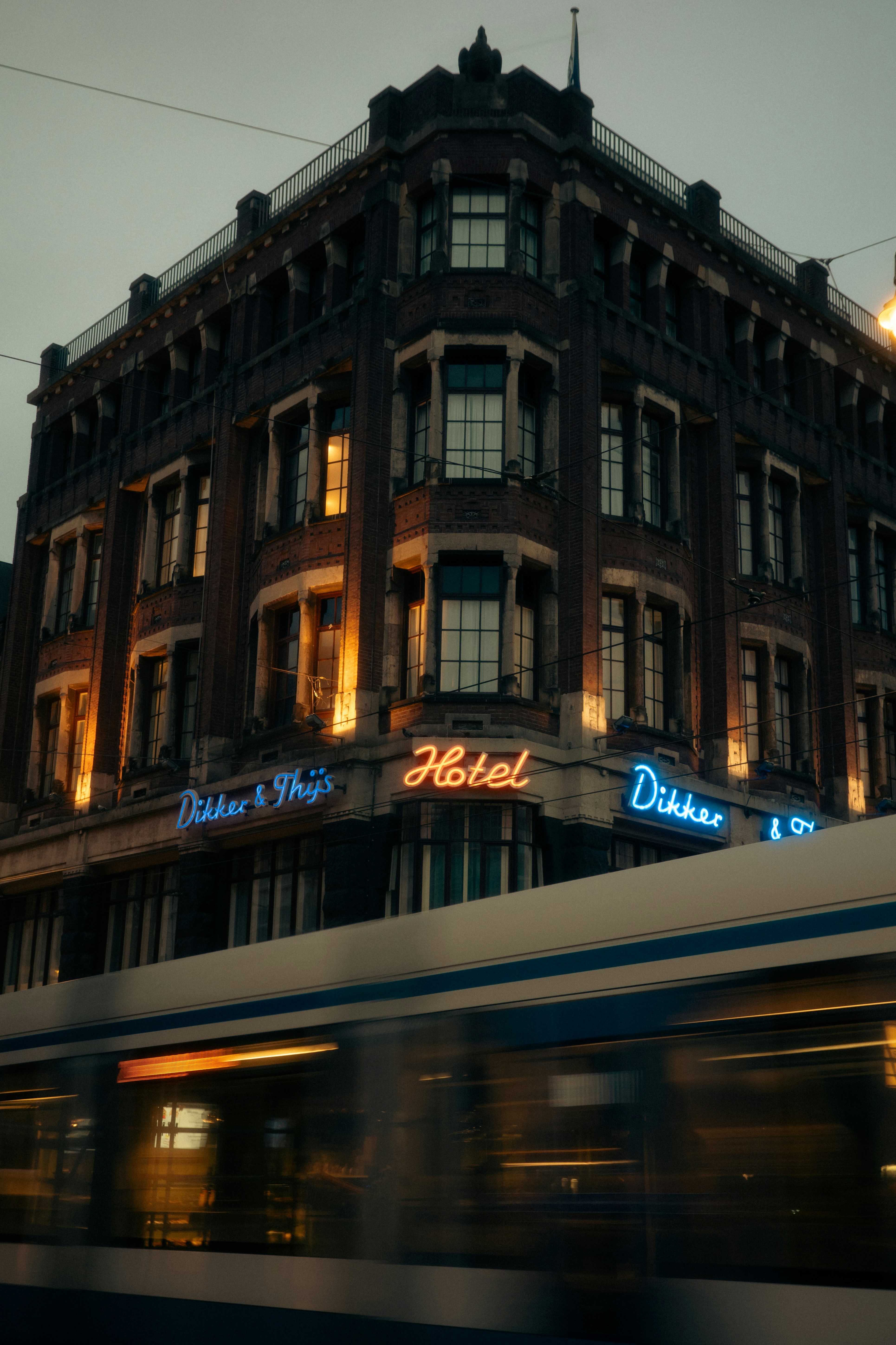 Neon Hotel Facade in Motion